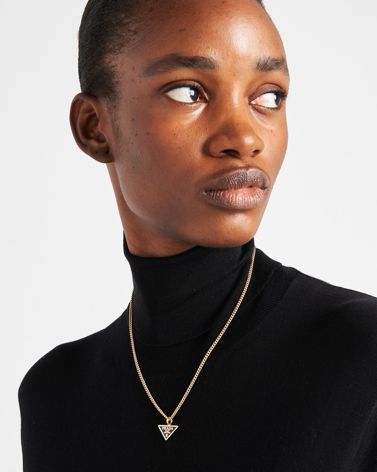 Gold/black Eternal Gold Pendant Necklace In Yellow Gold | PRADA