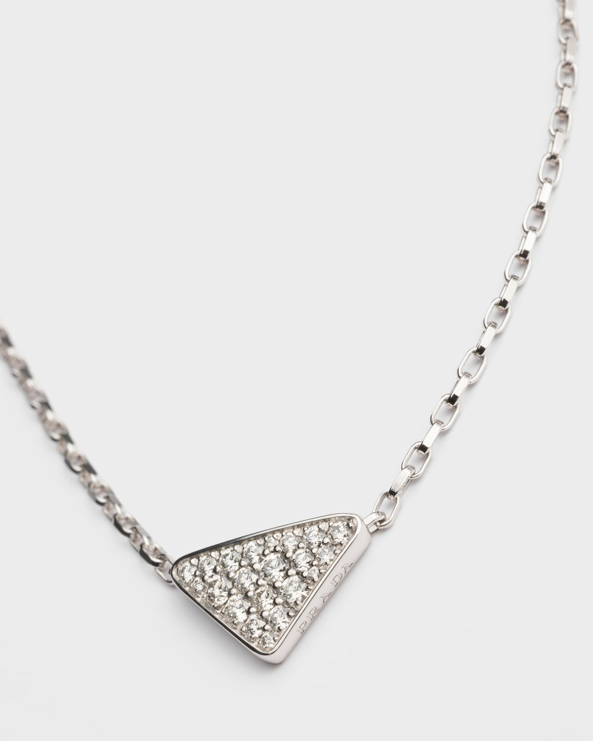 White Gold/ White Eternal Gold Micro Triangle Pendant Necklace In White ...
