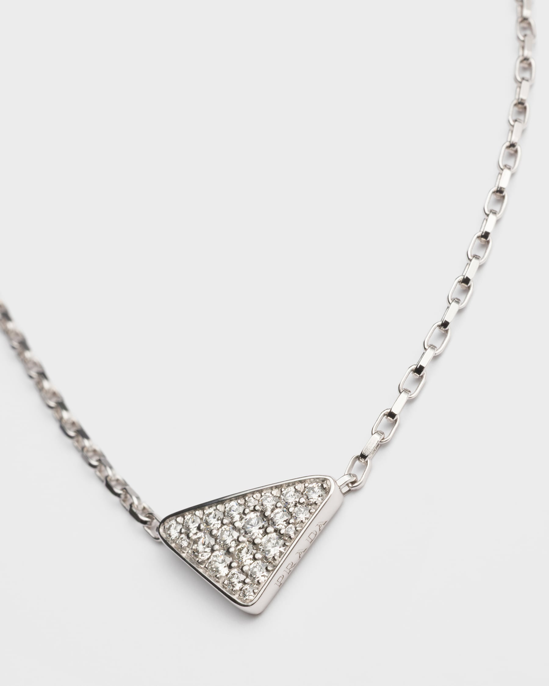 White Gold/ White Eternal Gold Micro Triangle Pendant Necklace In White ...
