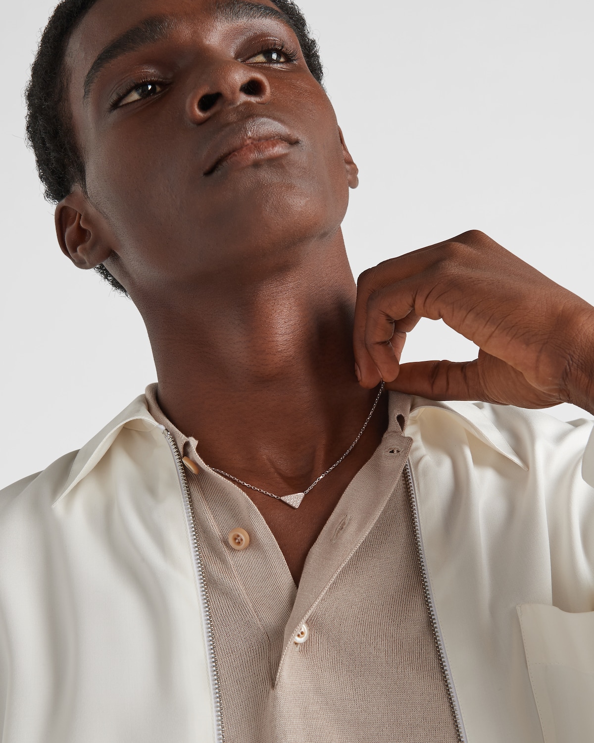 White Gold/ White Eternal Gold Micro Triangle Pendant Necklace In White ...