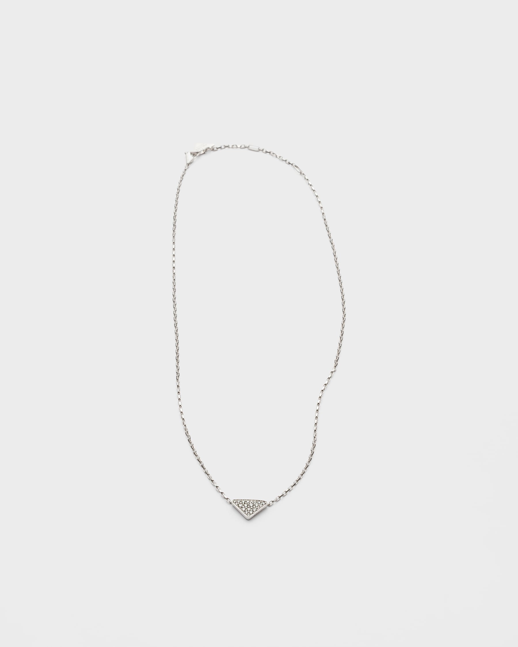 White Gold/ White Eternal Gold Micro Triangle Pendant Necklace In White ...