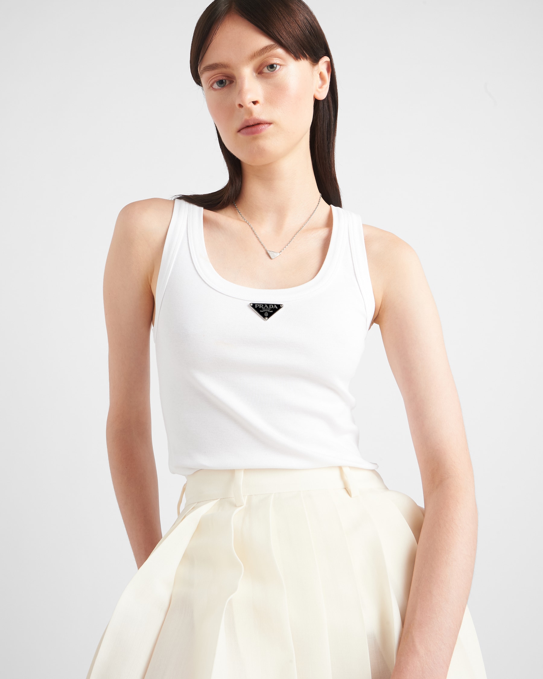 White Gold/ White Eternal Gold Mini Triangle Pendant Necklace In White ...