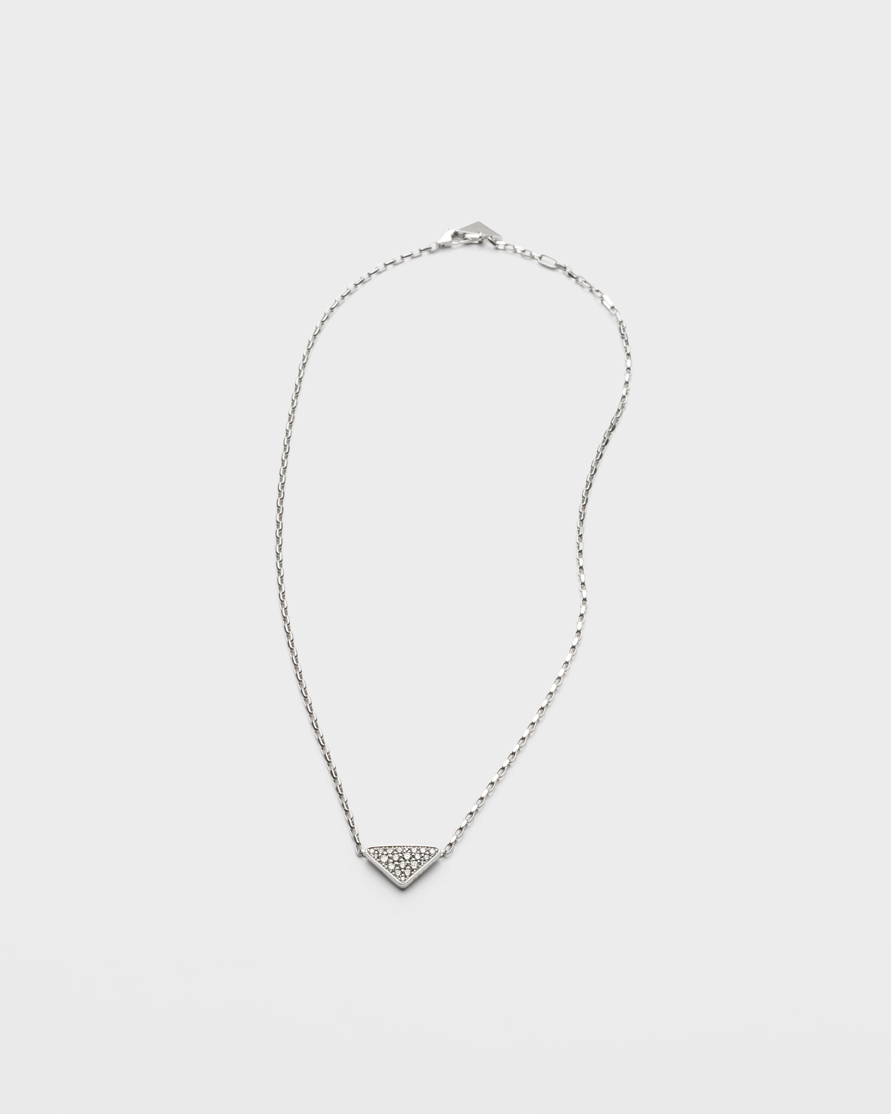 White Gold/ White Eternal Gold Mini Triangle Pendant Necklace In White ...