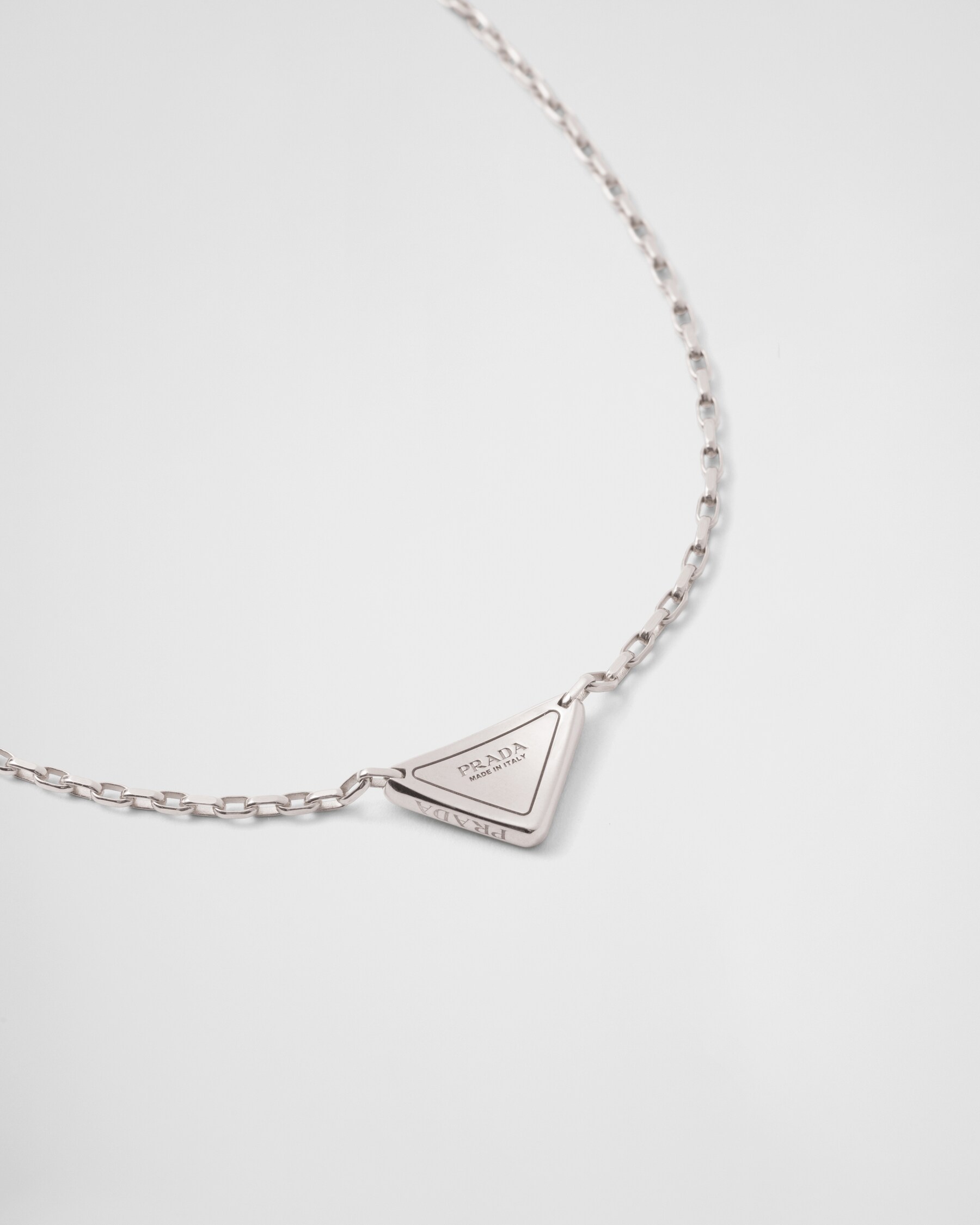 White Gold/ White Eternal Gold Mini Triangle Pendant Necklace In White ...