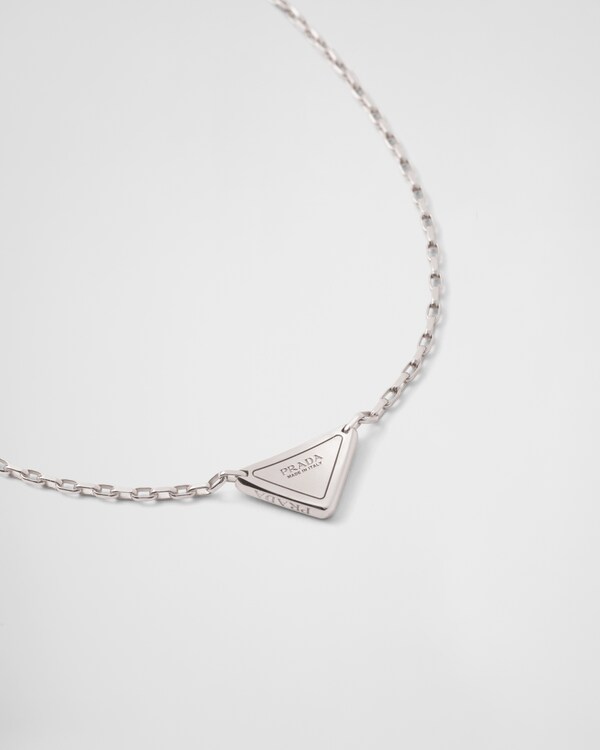 White Gold/ White Eternal Gold Mini Triangle Pendant Necklace In White ...