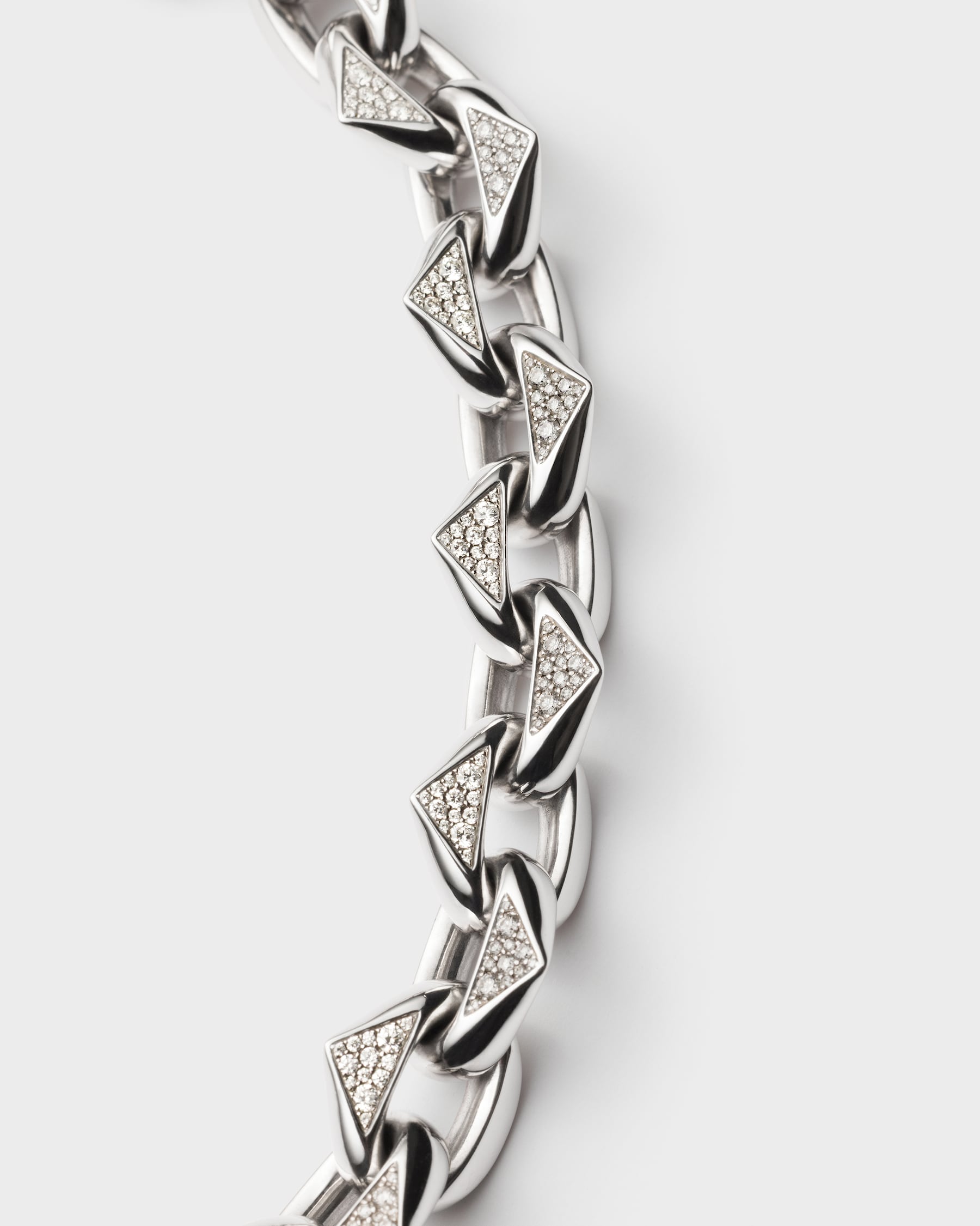 White Gold/ White Eternal Gold Chain Necklace In White Gold With Pavé ...