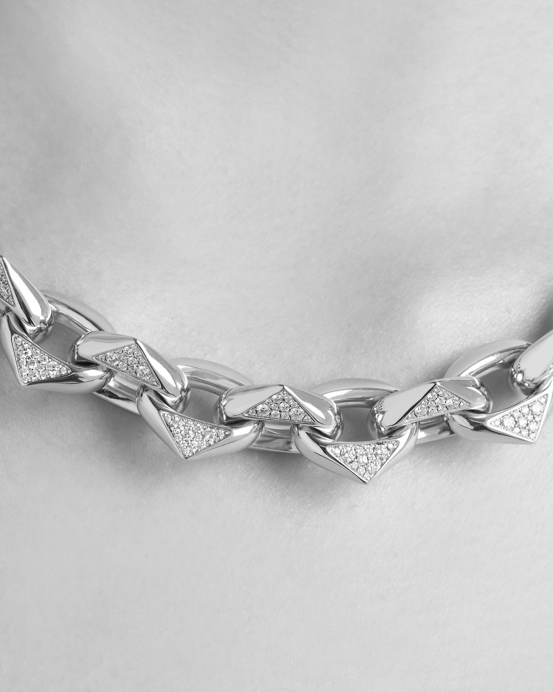 White Gold/ White Eternal Gold Chain Necklace In White Gold With Pavé ...