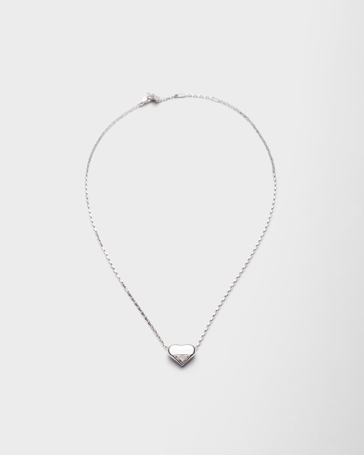 White Gold/ White Eternal Gold Nano Heart Necklace In White Gold With ...