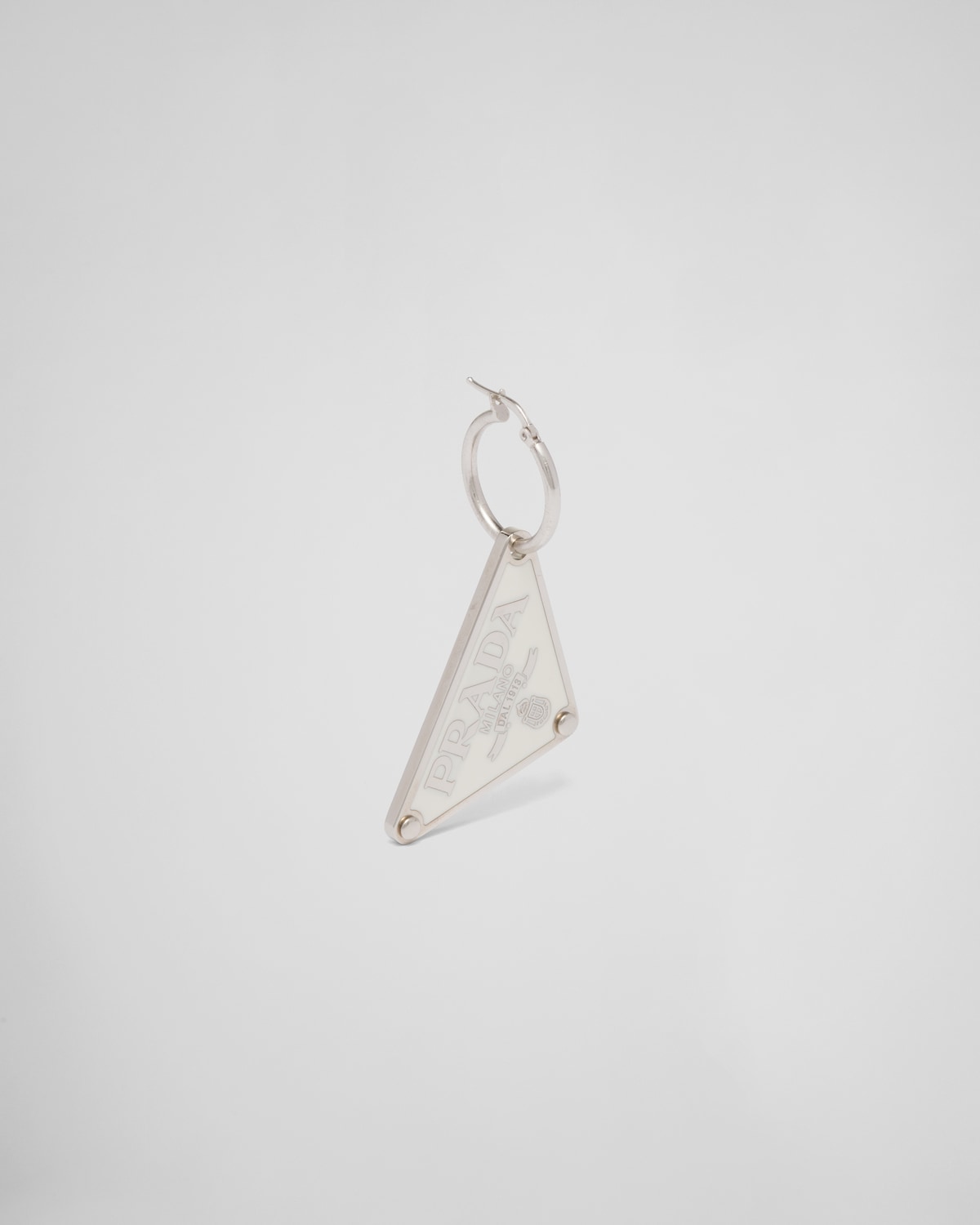White Prada Symbole Pendant Left Earring | PRADA