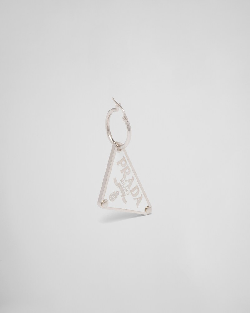 White Prada Symbole Pendant Right Earring | PRADA