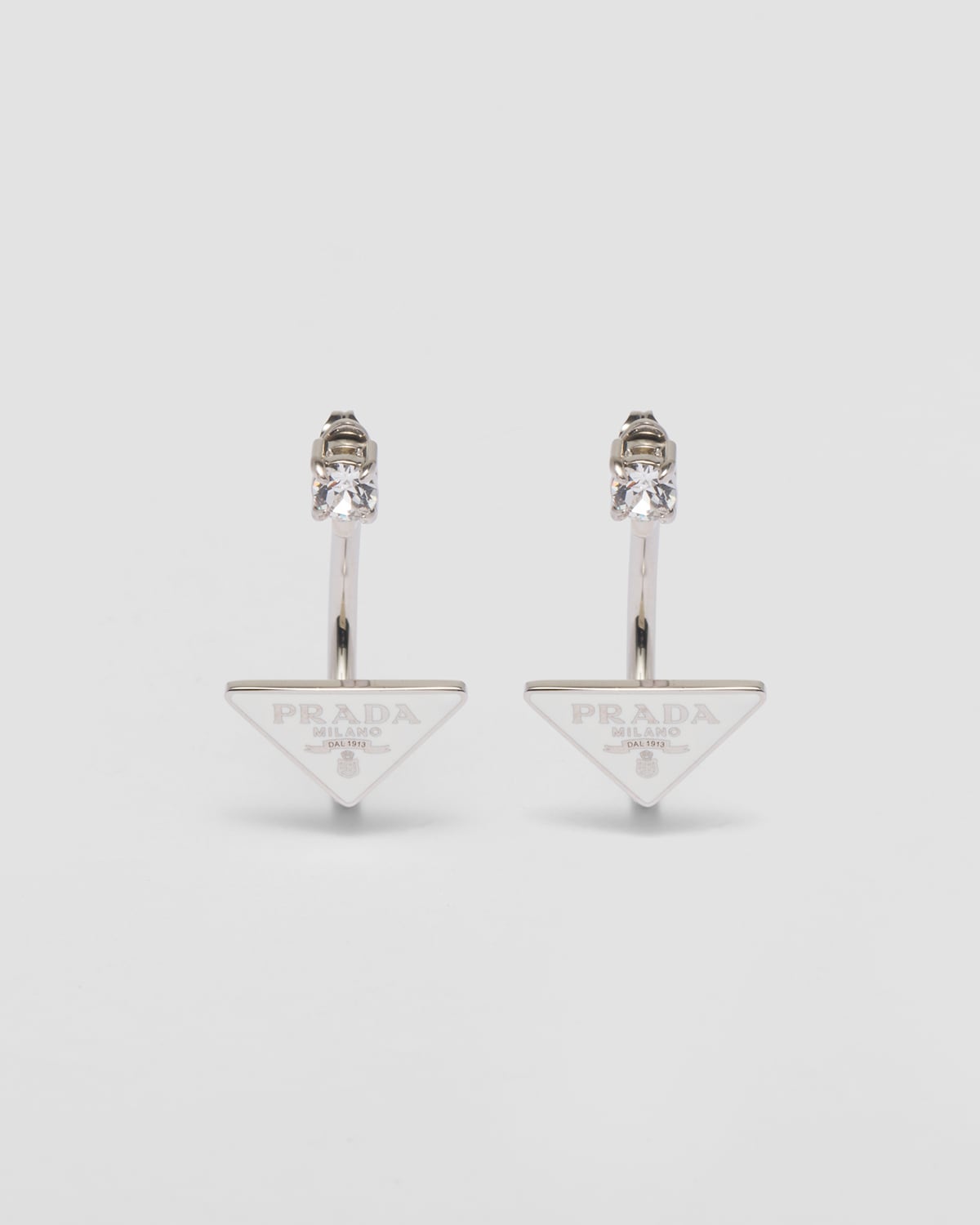 White/crystal Prada Symbole Earrings | PRADA