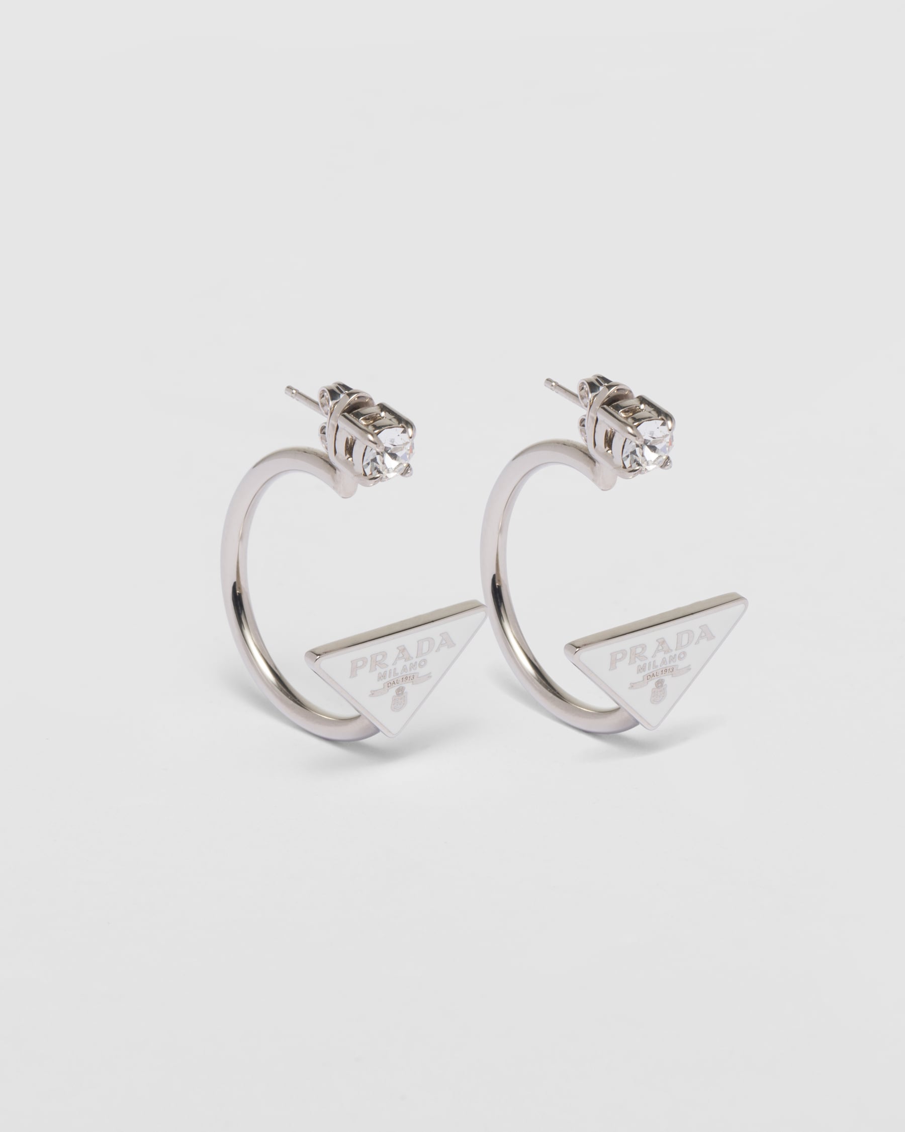 White/crystal Prada Symbole Earrings | PRADA