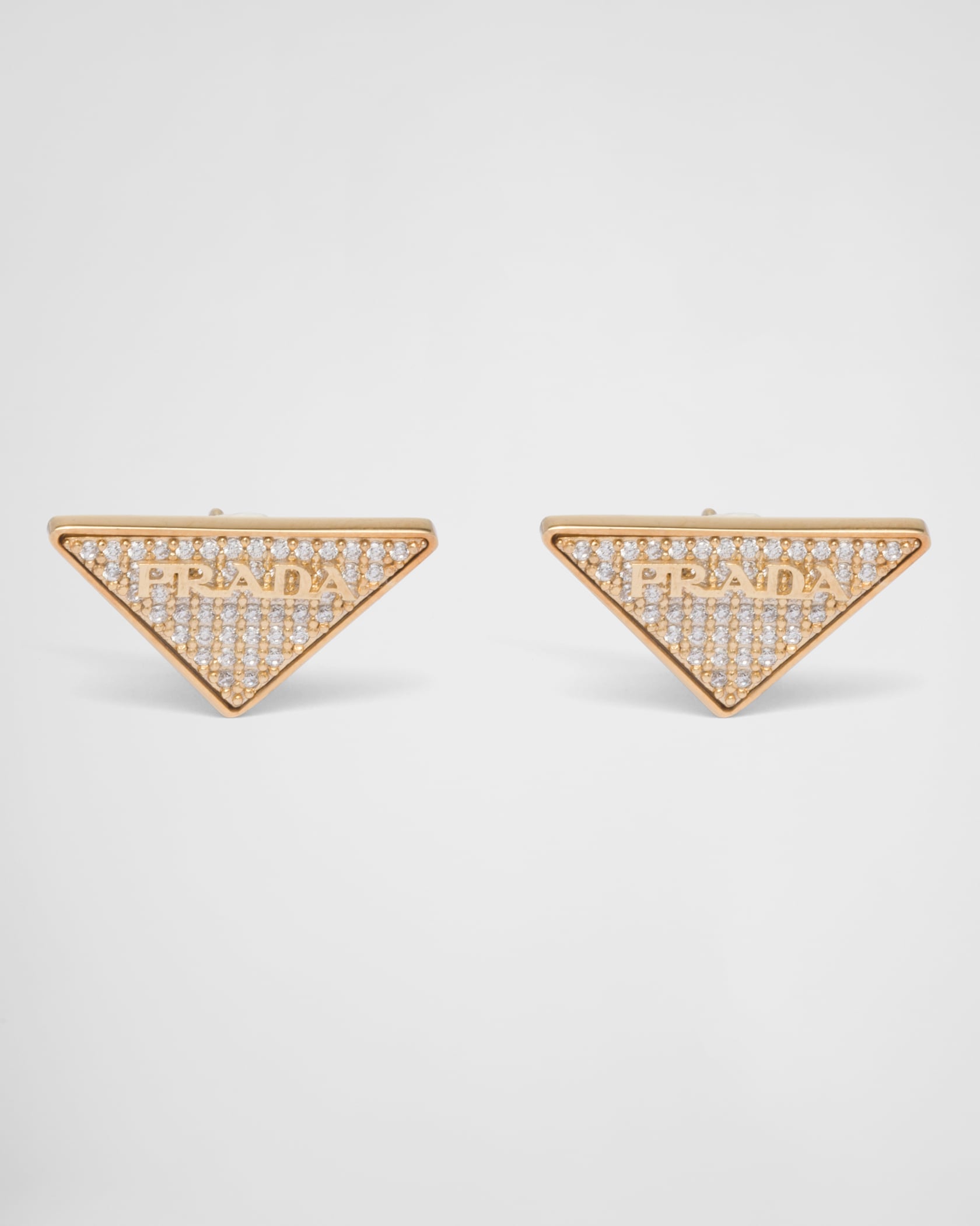 Gold/crystal Crystal Logo Jewels Zirconia Earrings | PRADA