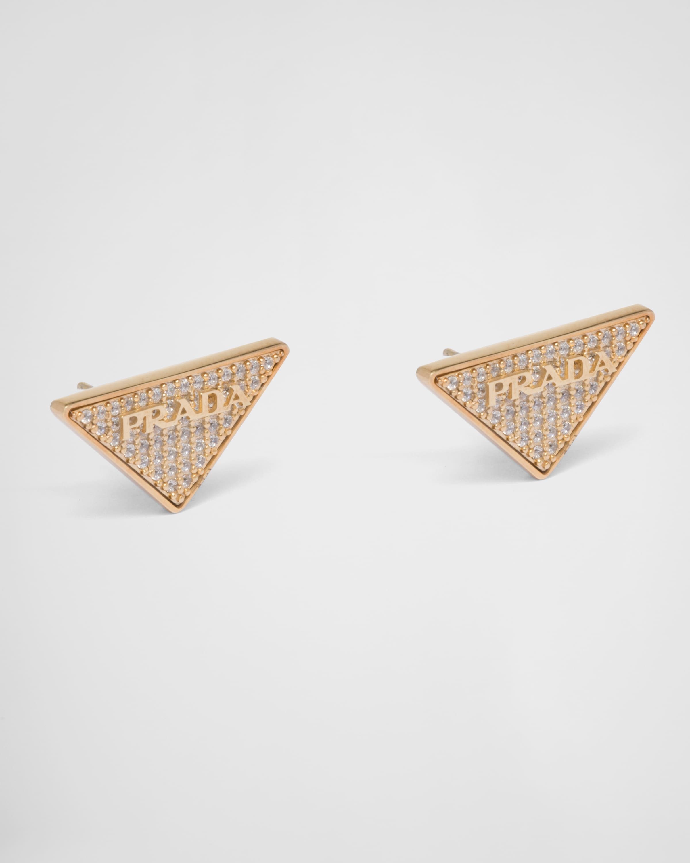 Gold/crystal Crystal Logo Jewels Zirconia Earrings | PRADA
