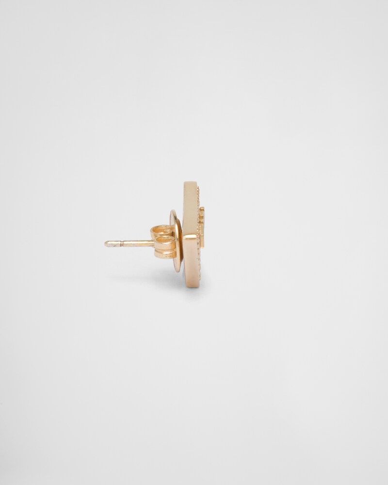 Gold/crystal Crystal Logo Jewels Zirconia Earrings | PRADA