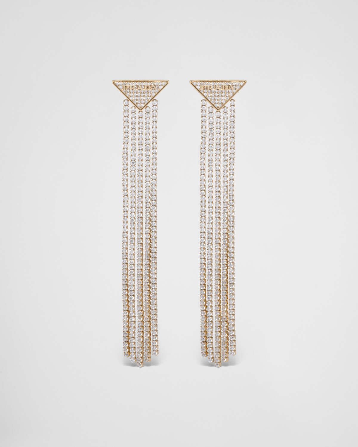 Gold/crystal Crystal Logo Jewels Zirconia Earrings | PRADA