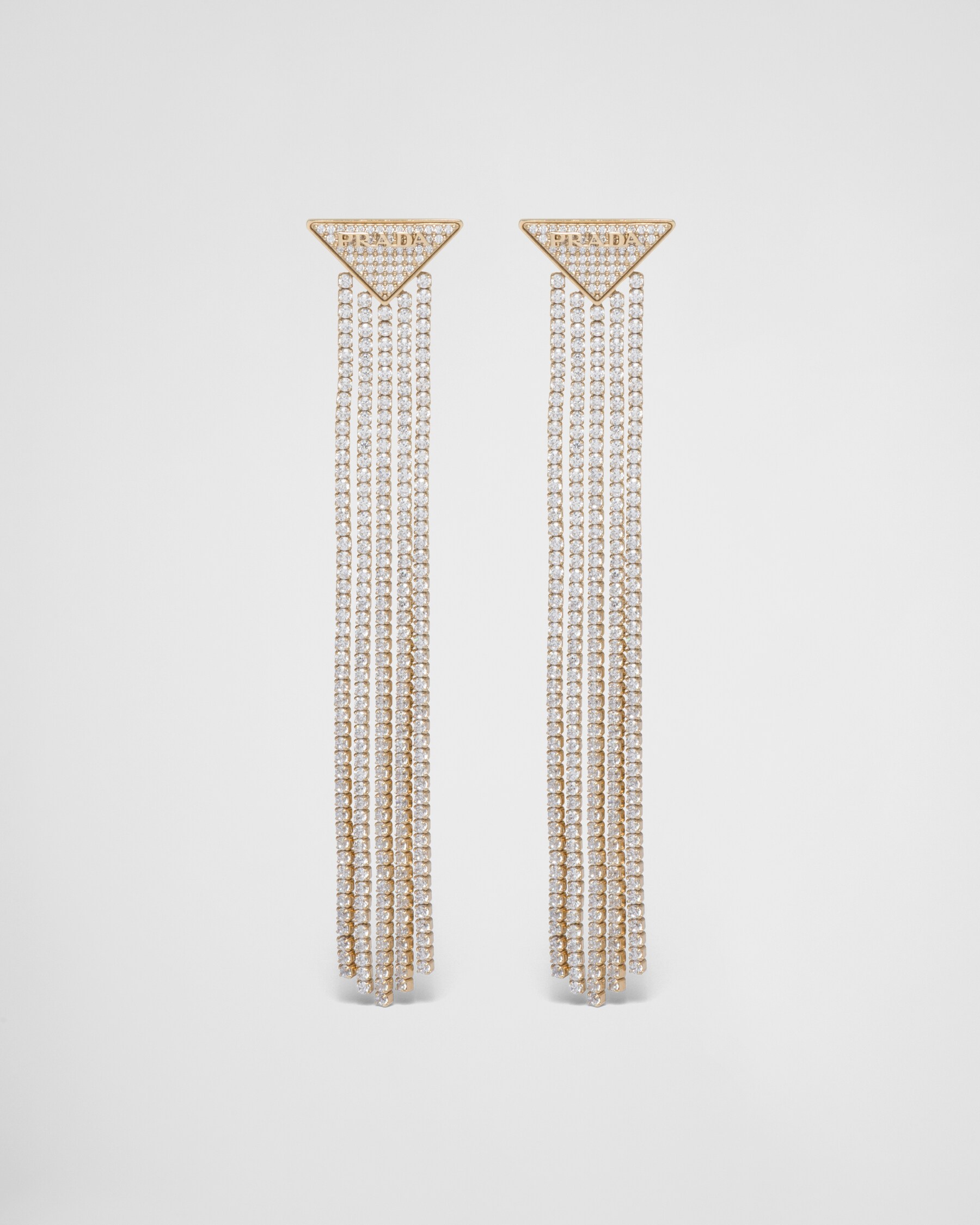 Gold/crystal Crystal Logo Jewels Zirconia Earrings | PRADA