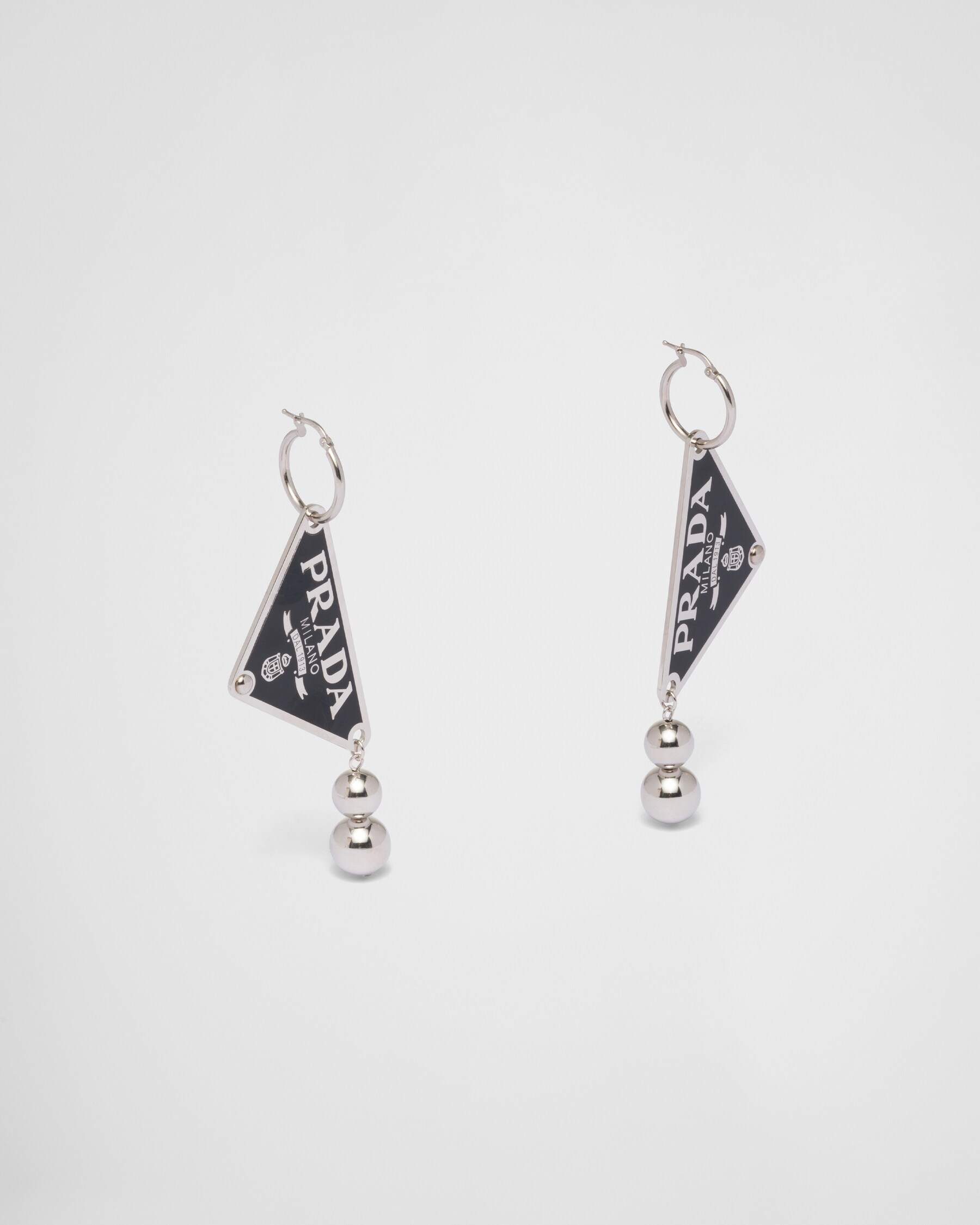Black/silver Ball Smalto Jewels Pendant Earrings | PRADA