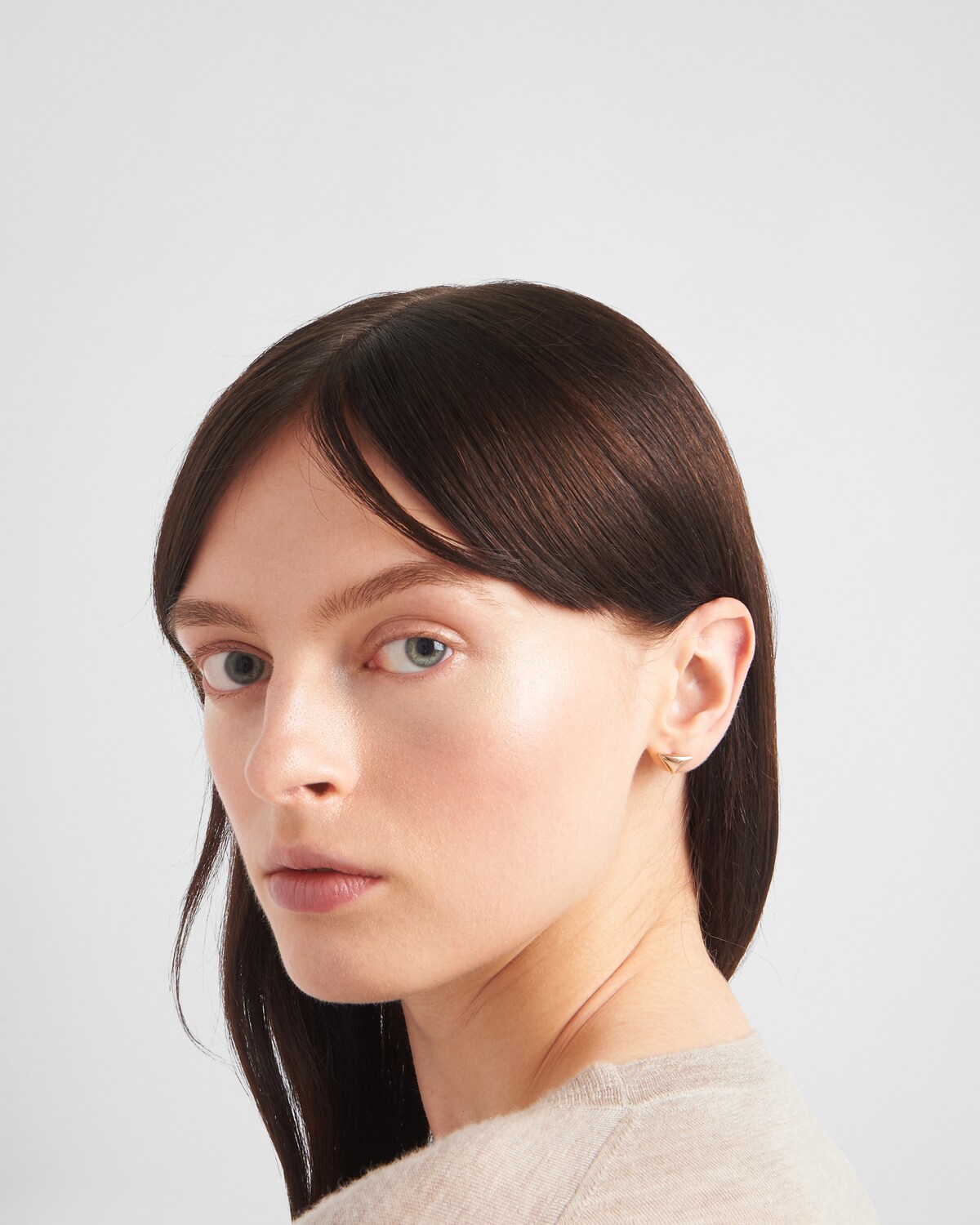 Rose Gold Eternal Gold Nano Triangle Mono Earring In Pink Gold | PRADA