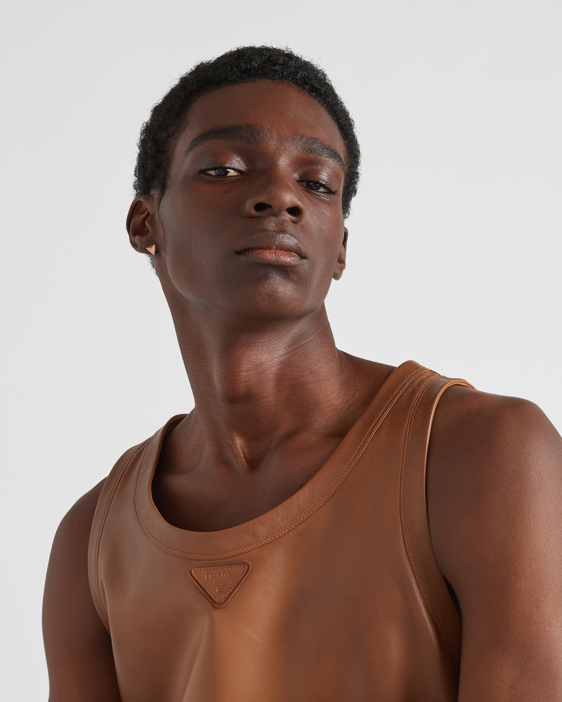 Rose Gold Eternal Gold Nano Triangle Mono Earring In Pink Gold | PRADA