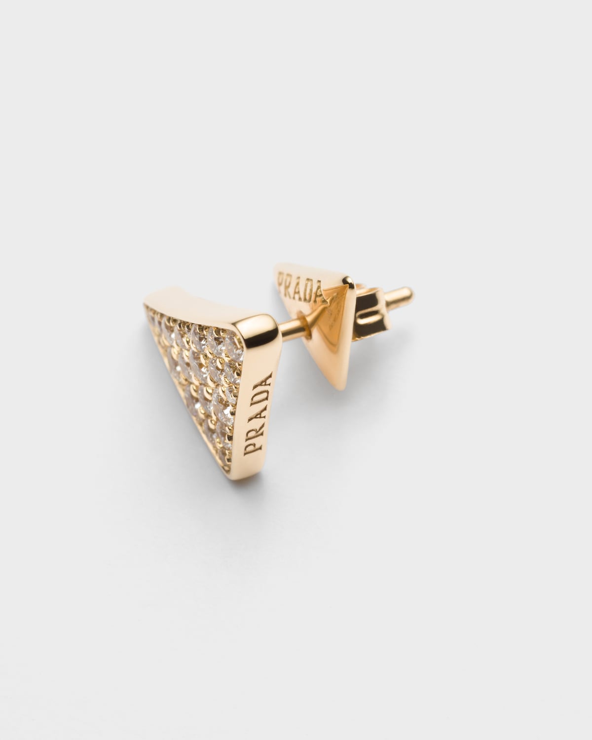 Gold/white Eternal Gold Single Earring In Yellow Gold With Diamonds | PRADA