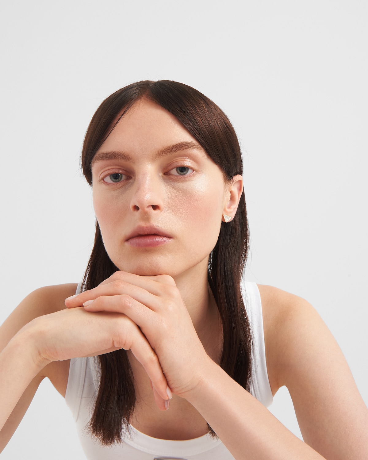 Gold/white Eternal Gold Single Earring In Yellow Gold With Diamonds | PRADA