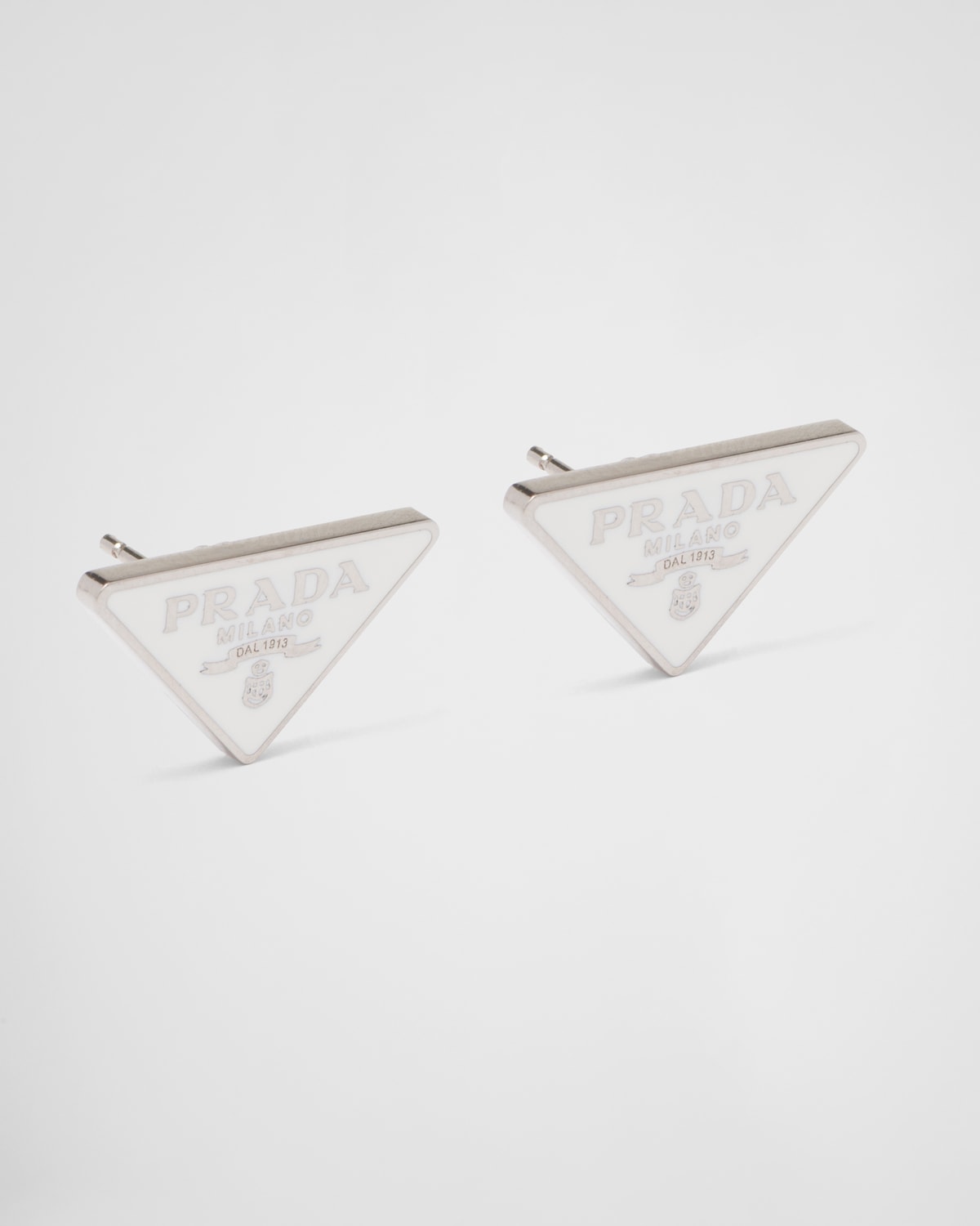 White Prada Symbole Earrings | PRADA