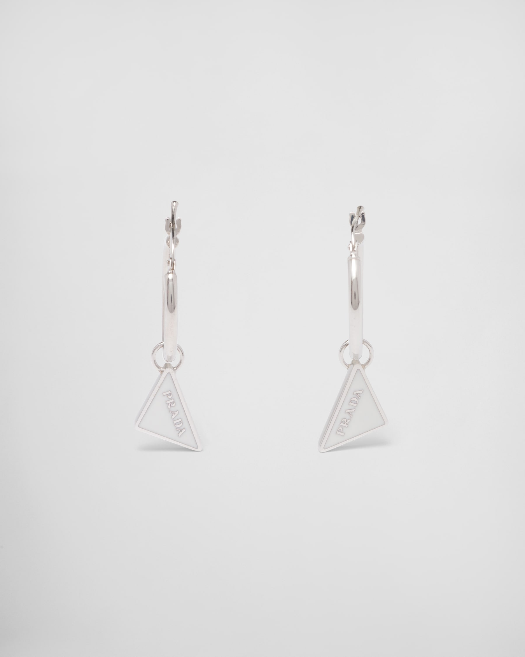 White Prada Symbole Drop Earrings | PRADA