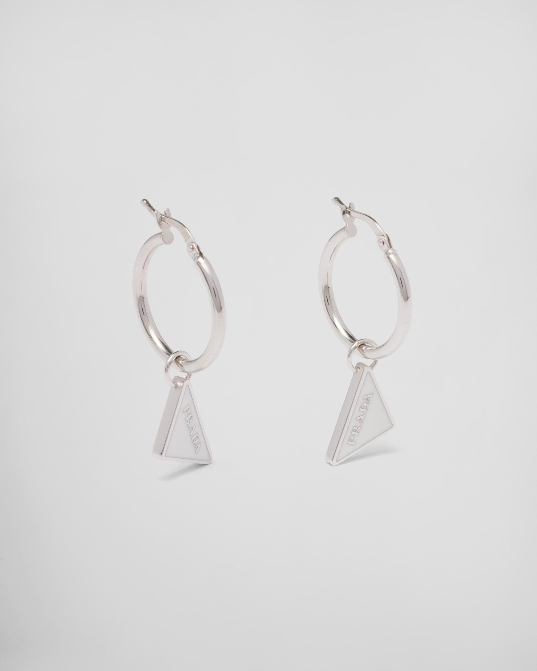 White Prada Symbole Drop Earrings | PRADA