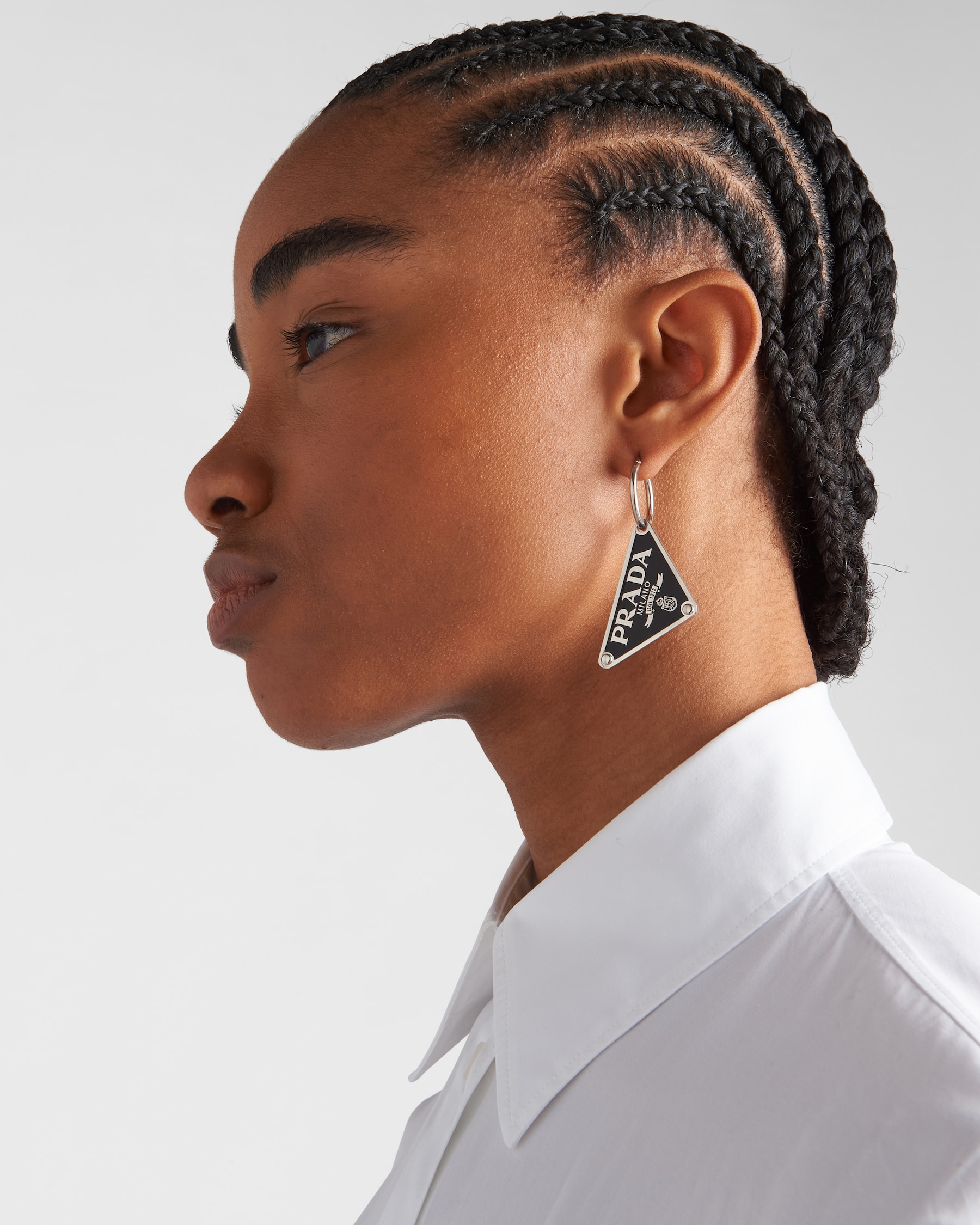 Black Prada Symbole Pendant Left Earring | PRADA