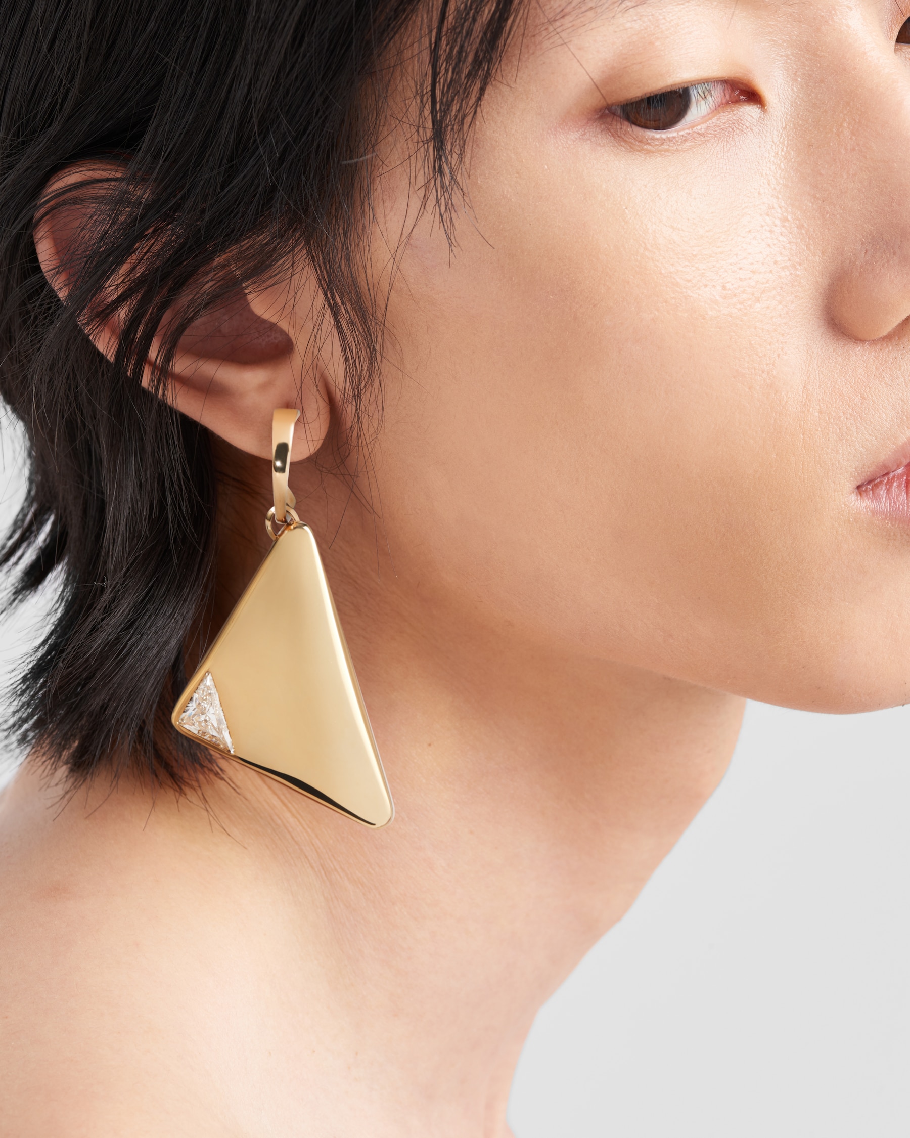 Gold/white Eternal Gold Single Pendant Earring In Yellow Gold And ...