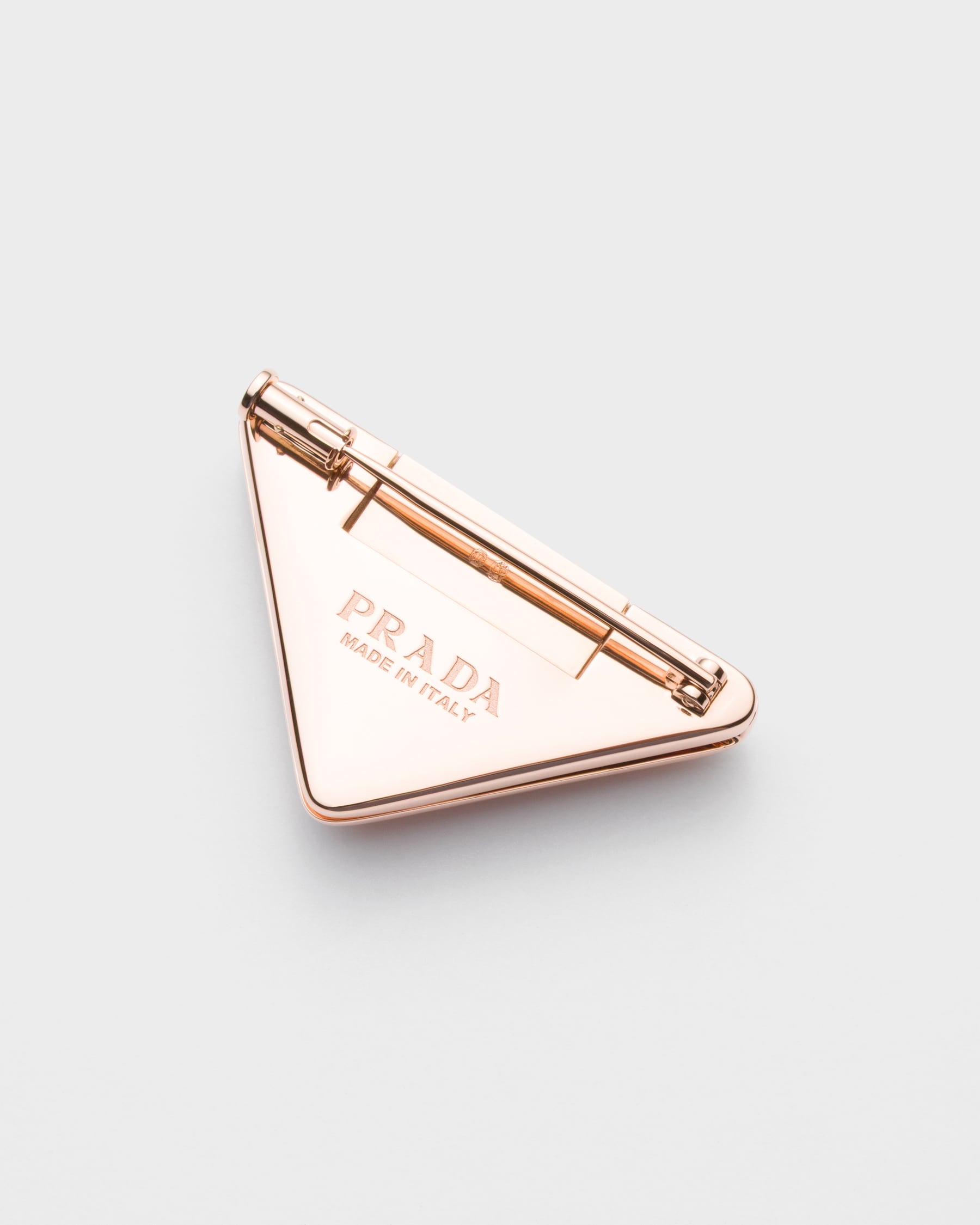 Rose Gold Eternal Gold Small Triangle Brooch In Pink Gold | PRADA