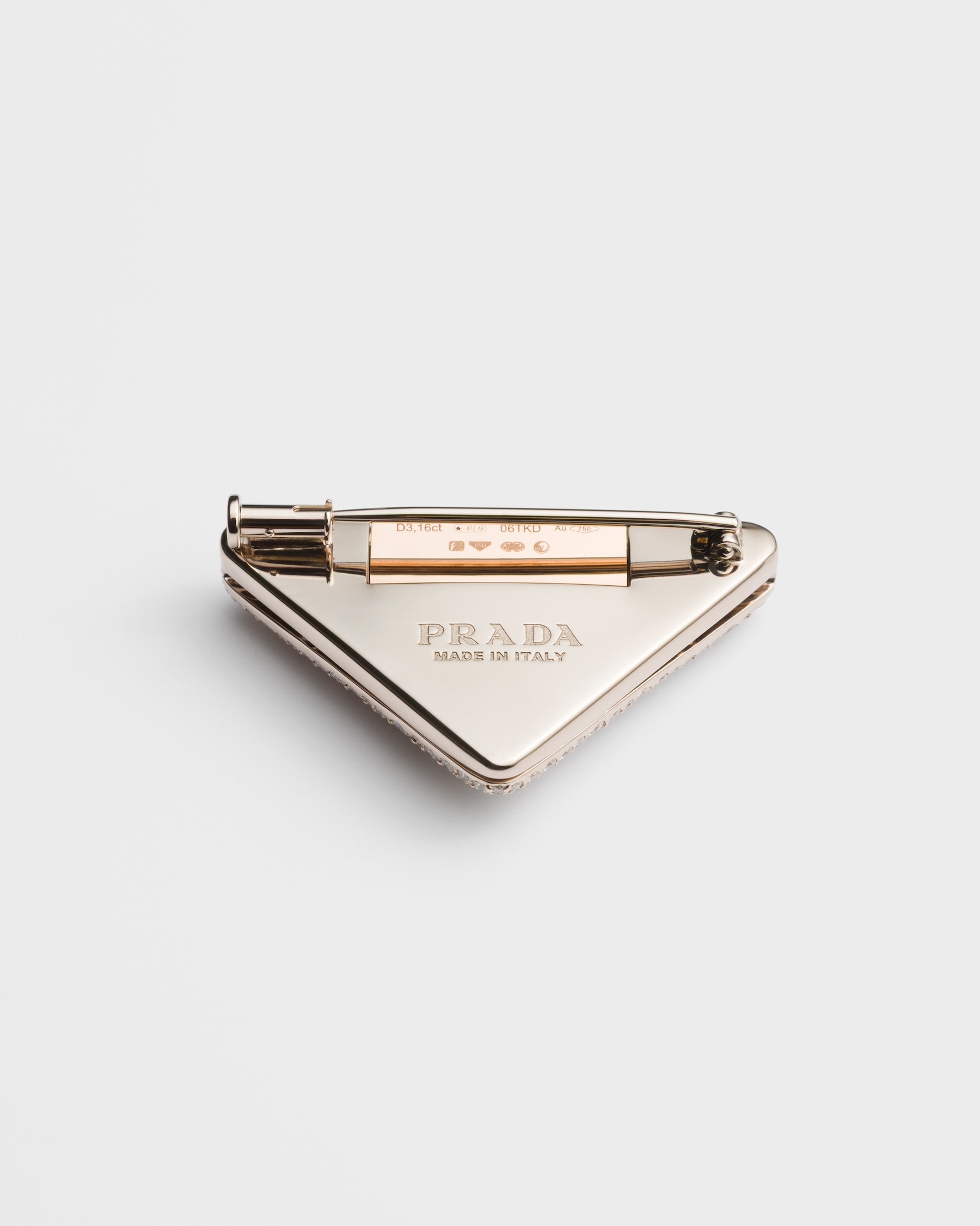 White Gold/ White Eternal Gold Brooch In White Gold With Diamonds | PRADA
