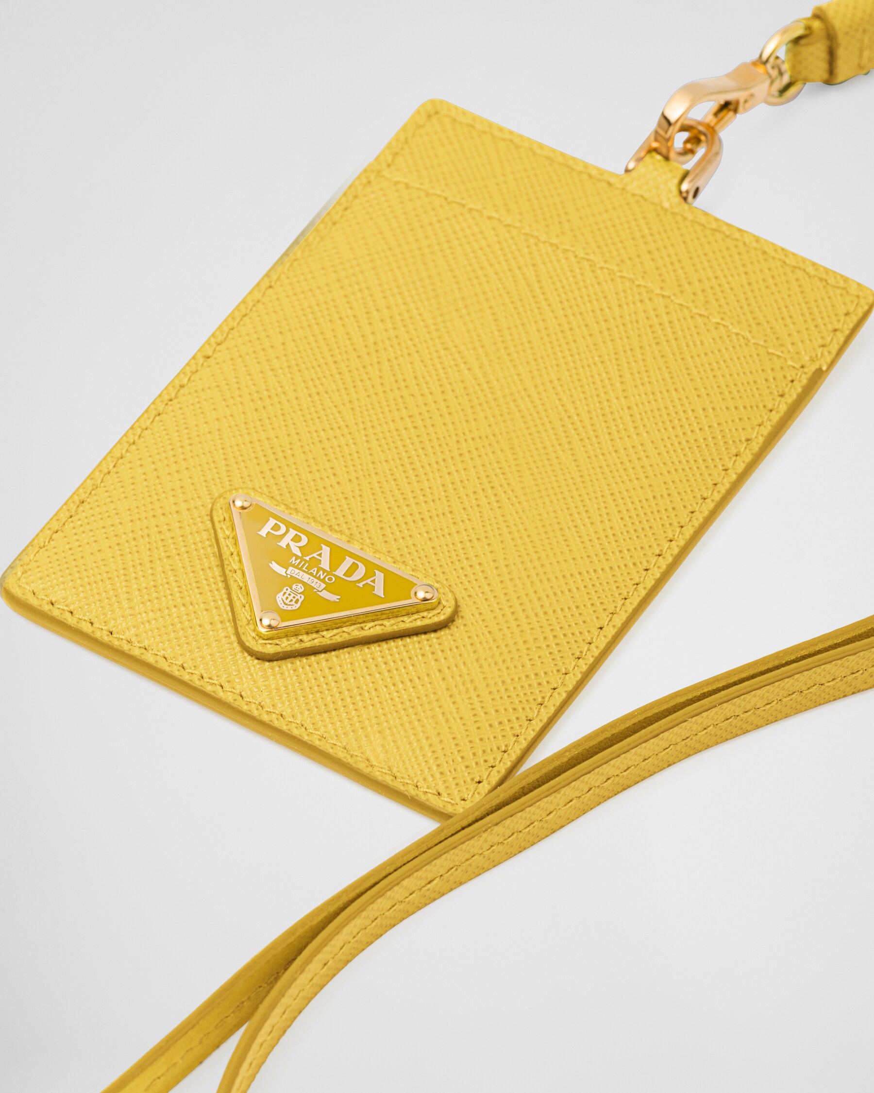 Sunny Yellow Saffiano Leather Badge Holder | PRADA