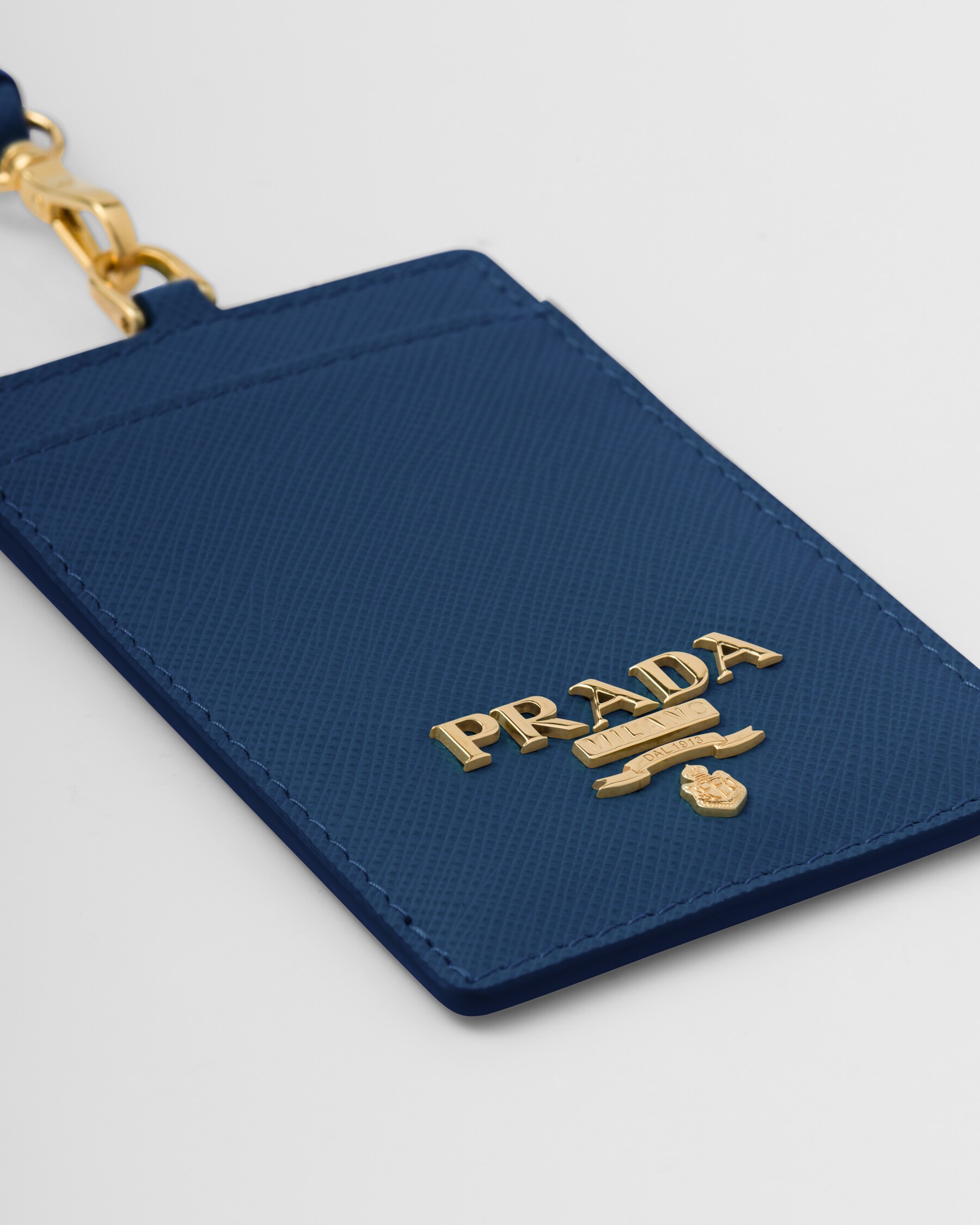Bluette Saffiano Leather Badge Holder | PRADA