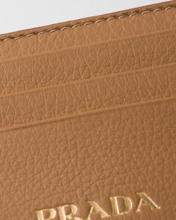 Caramel Leather Card Holder | PRADA