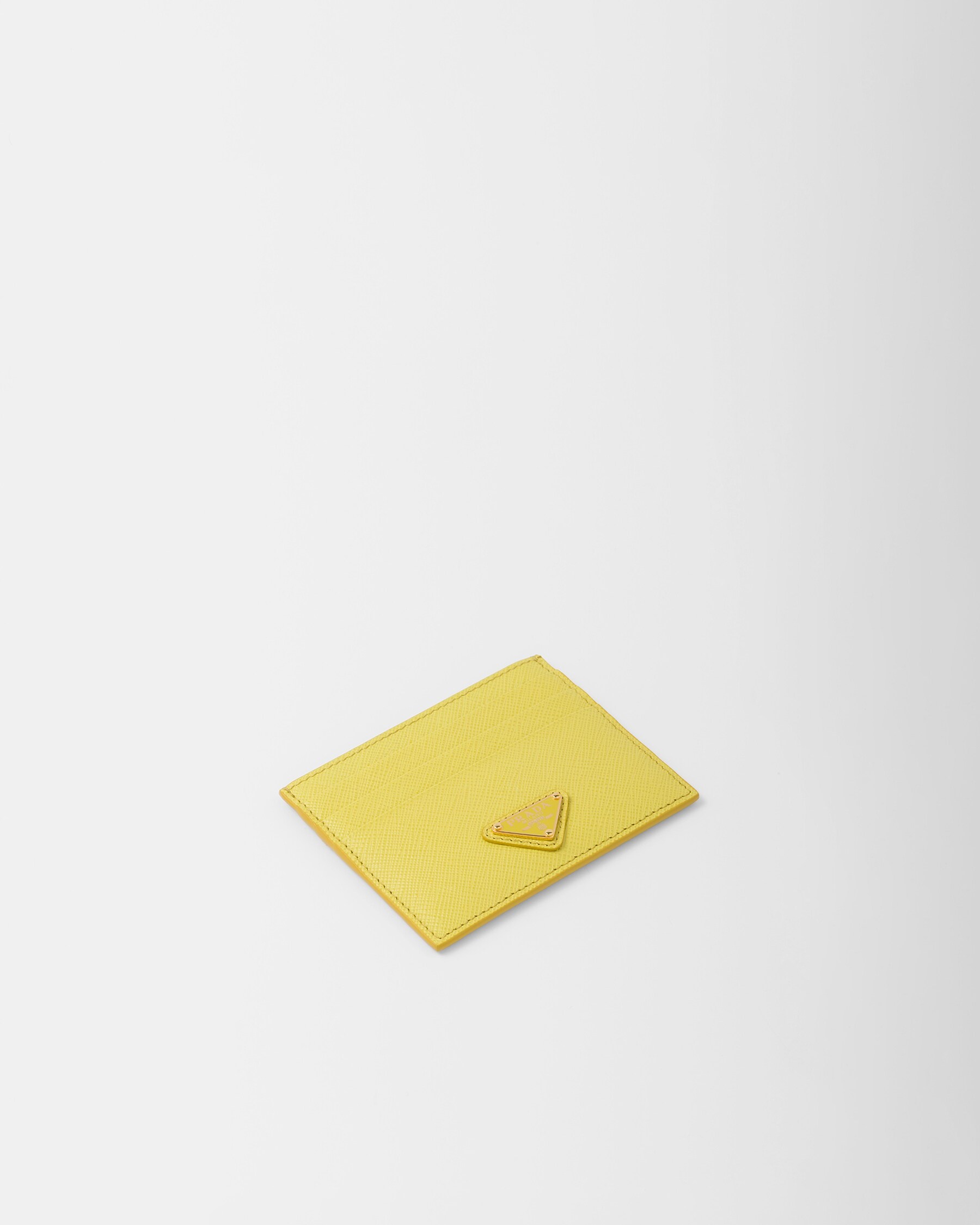 Citron Yellow Saffiano Leather Card Holder | PRADA