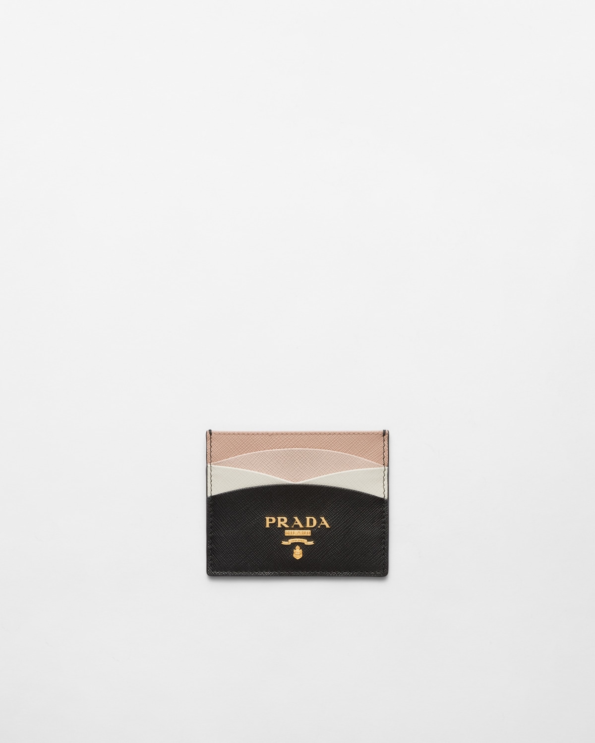 Black/pale Pink Saffiano Leather Card Holder | PRADA