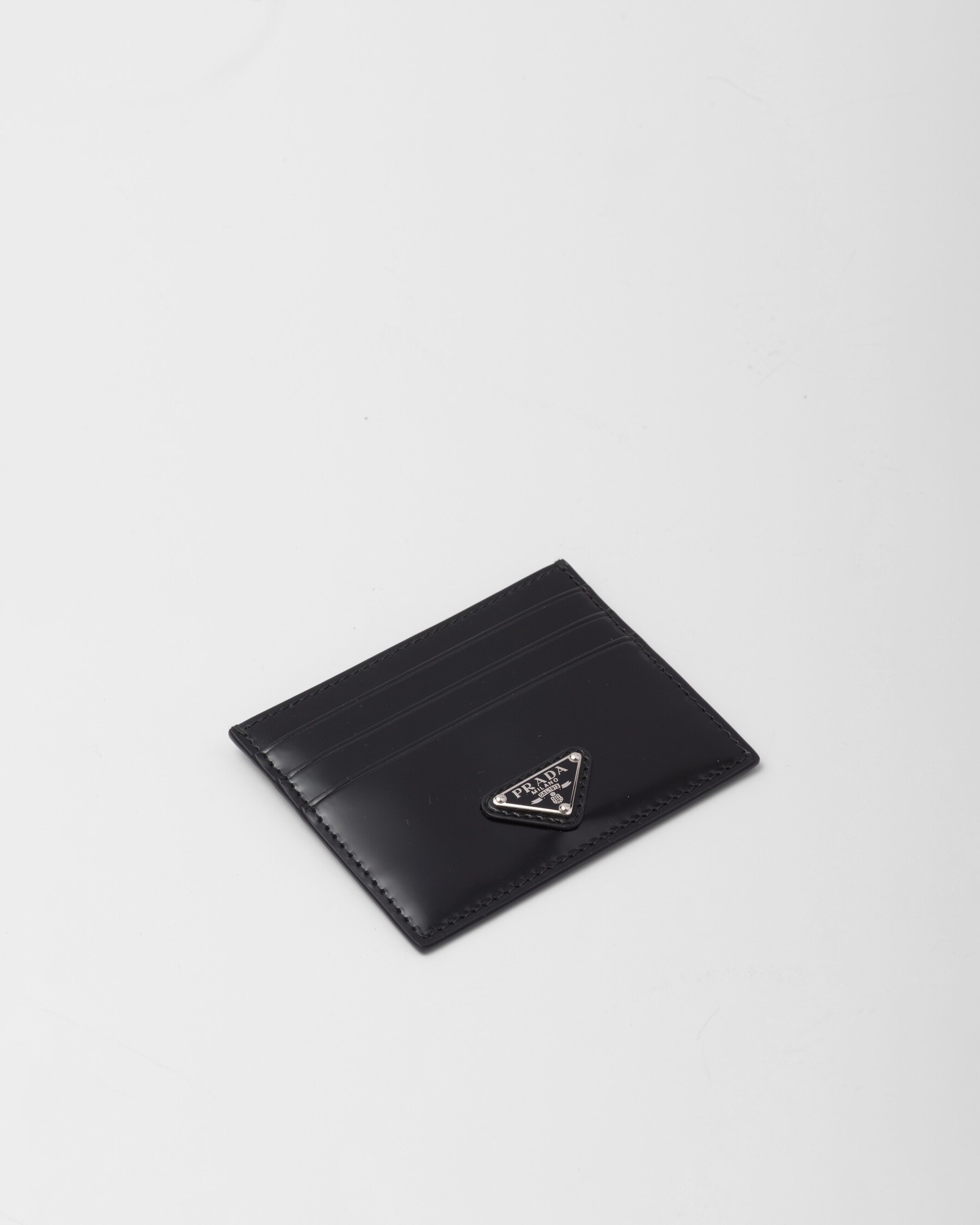 Black Brushed Leather Card Holder | PRADA