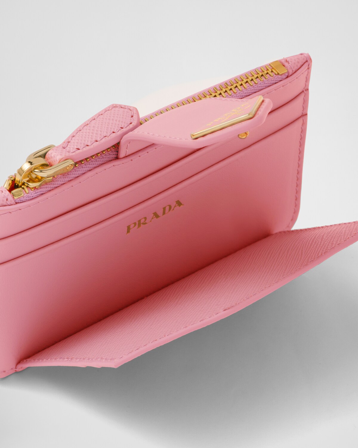 Petal Pink Saffiano And Smooth Leather Card Holder | PRADA