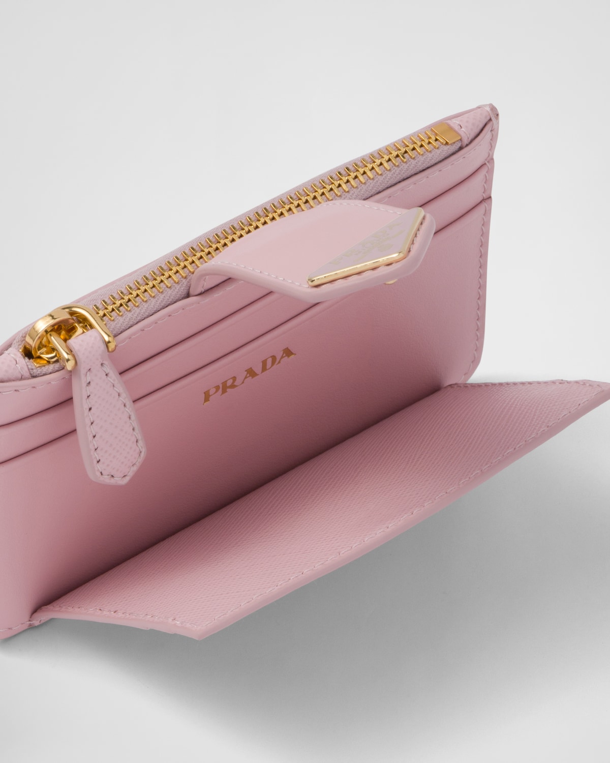 Alabaster Pink Saffiano And Smooth Leather Card Holder | PRADA