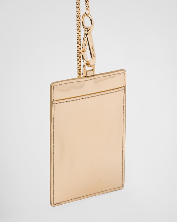 Platinum Brushed Leather Badge Holder | PRADA
