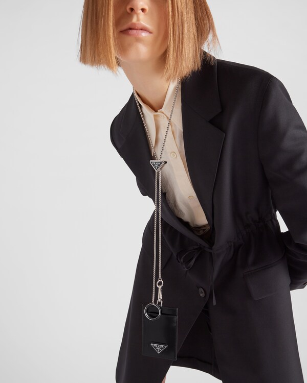 Black Brushed Leather Badge Holder | PRADA