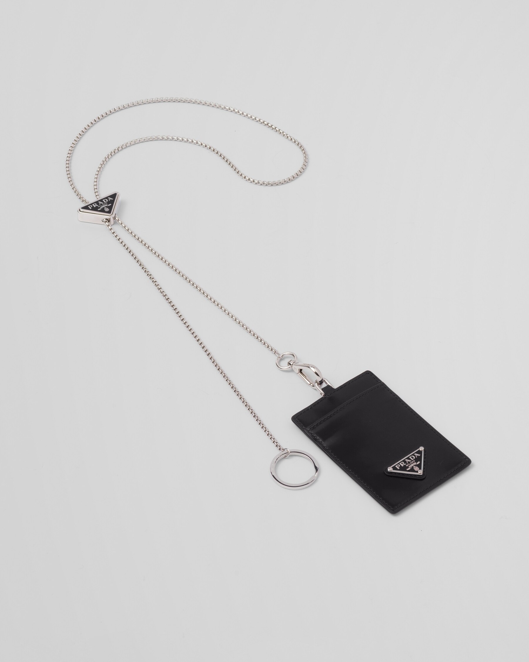 Black Brushed Leather Badge Holder | PRADA