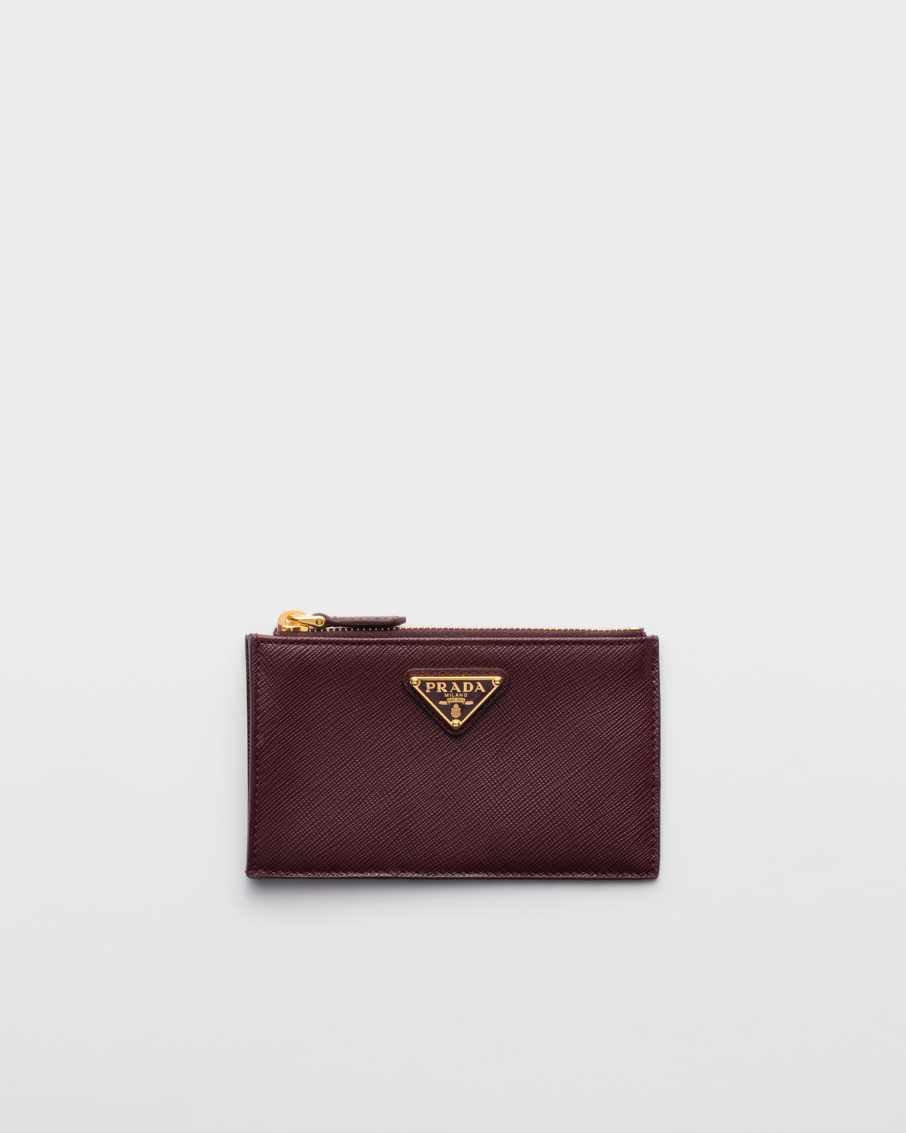 Burgundy Saffiano Leather Card Holder | PRADA - United States