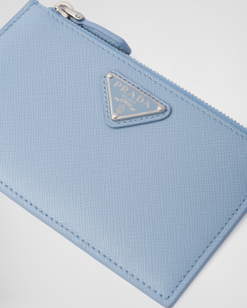 Pale Blue Saffiano Leather Card Holder | PRADA