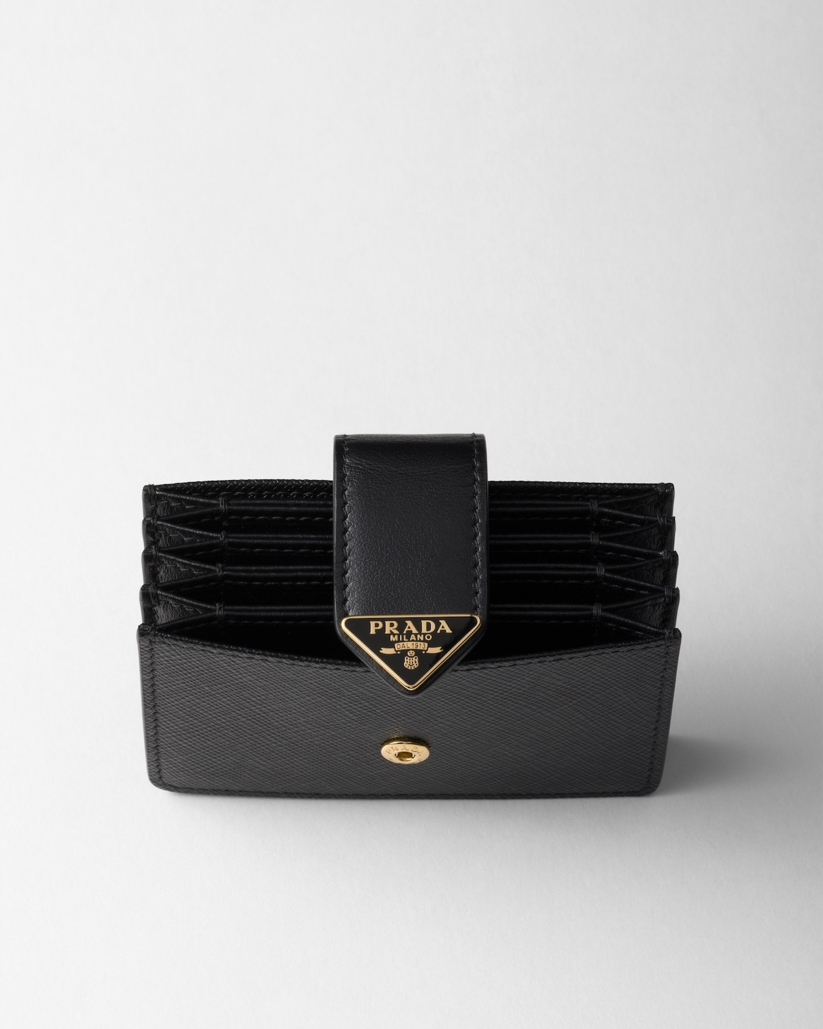 Black Saffiano And Smooth Leather Card Holder | PRADA