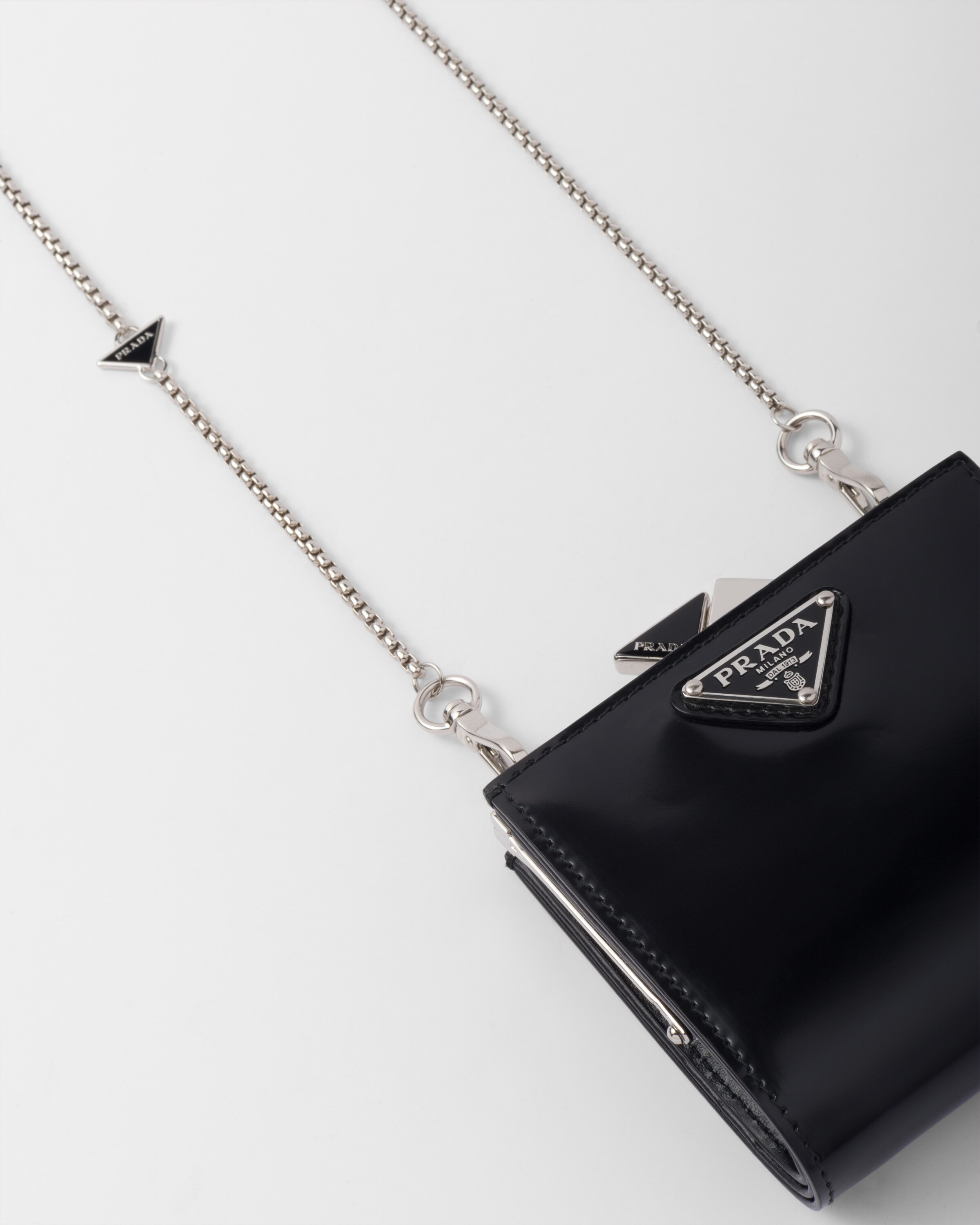 Black Small brushed leather wallet | Prada