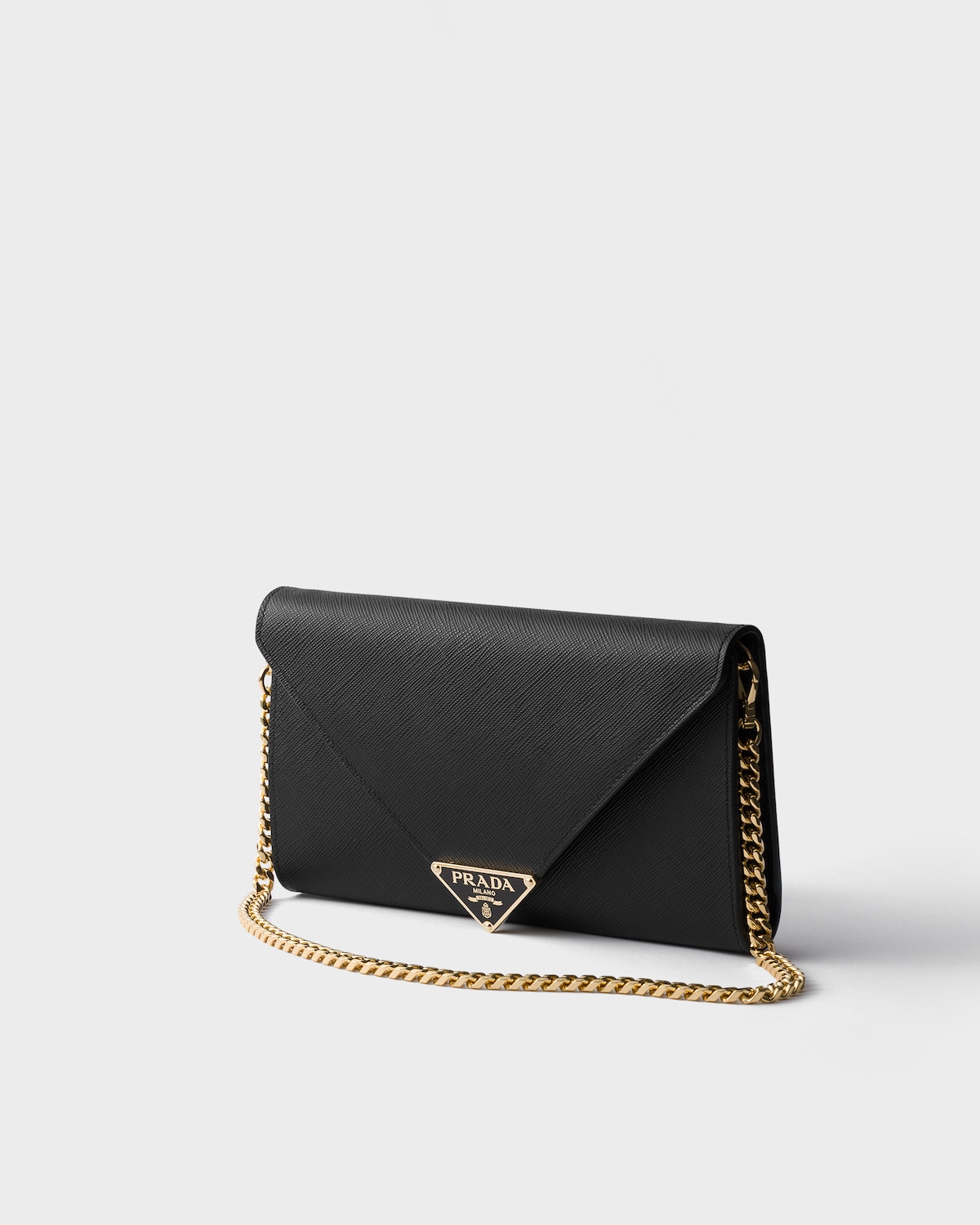 Black Saffiano Leather Envelope Clutch | PRADA