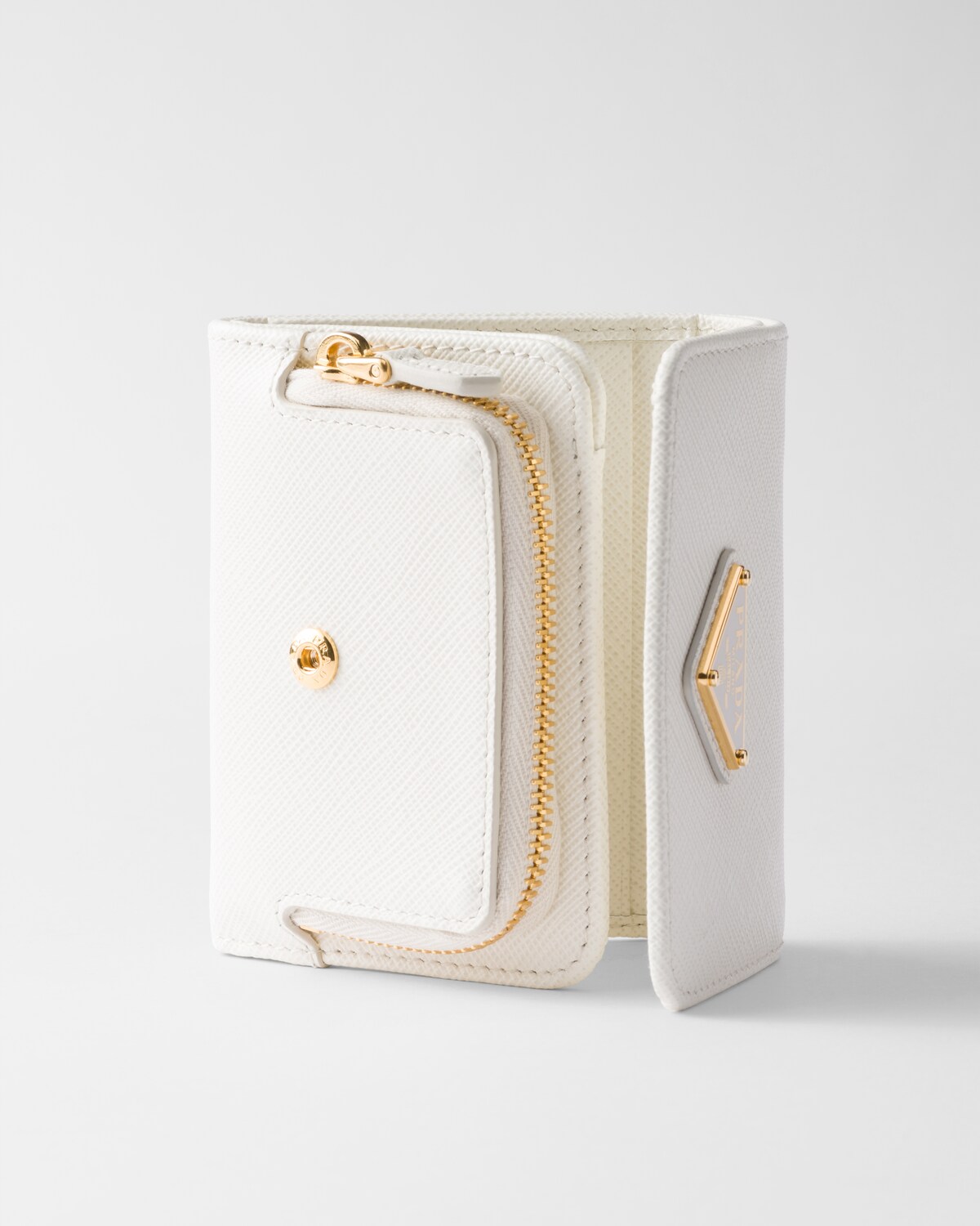 White Small Saffiano Leather Wallet | PRADA